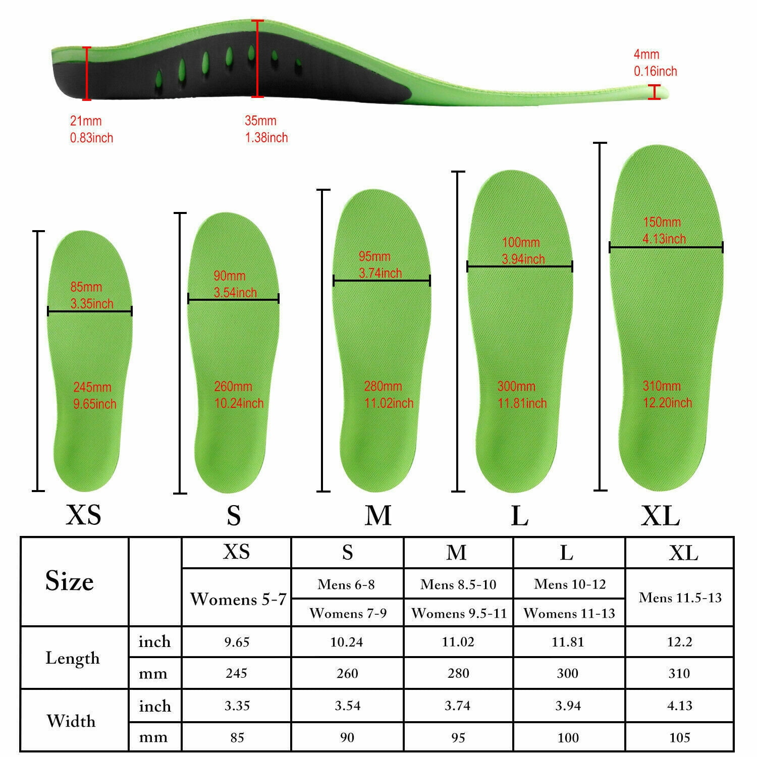 Pengug Orthotic Shoe Insoles Inserts Flat Feet High Arch Support For ...