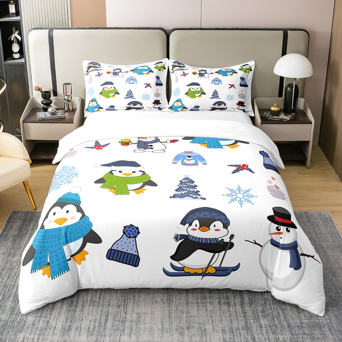 Penguin 100% Cotton Duvet Cover,Cartoon Cute Antarctic Penguins ...