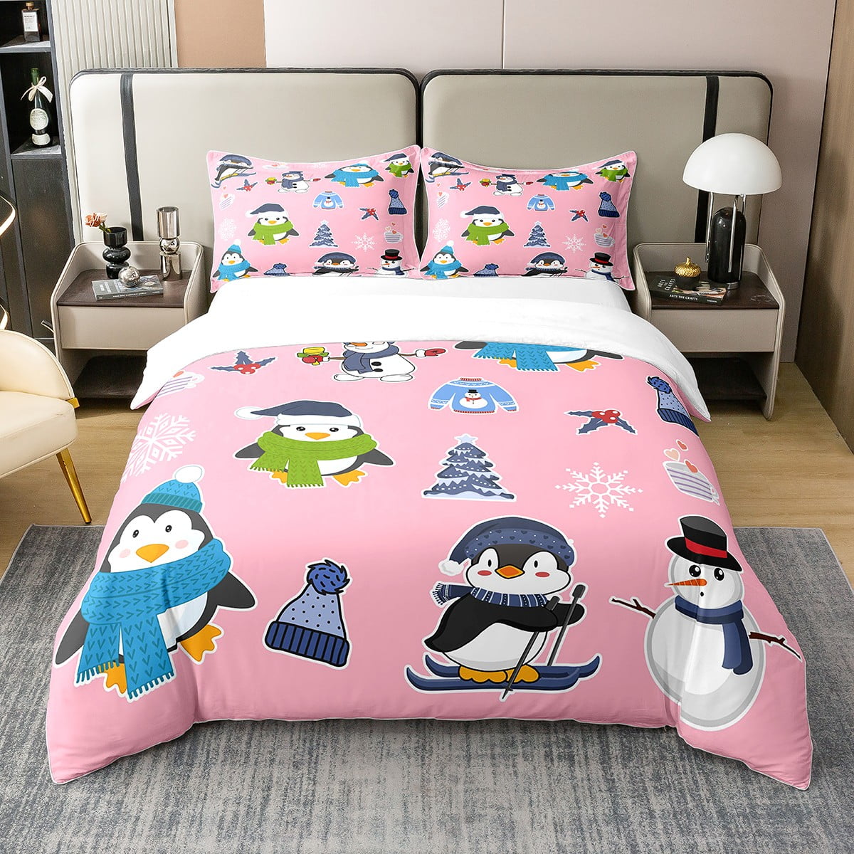 Penguin 100% Cotton Duvet Cover,Cartoon Cute Antarctic Penguins ...