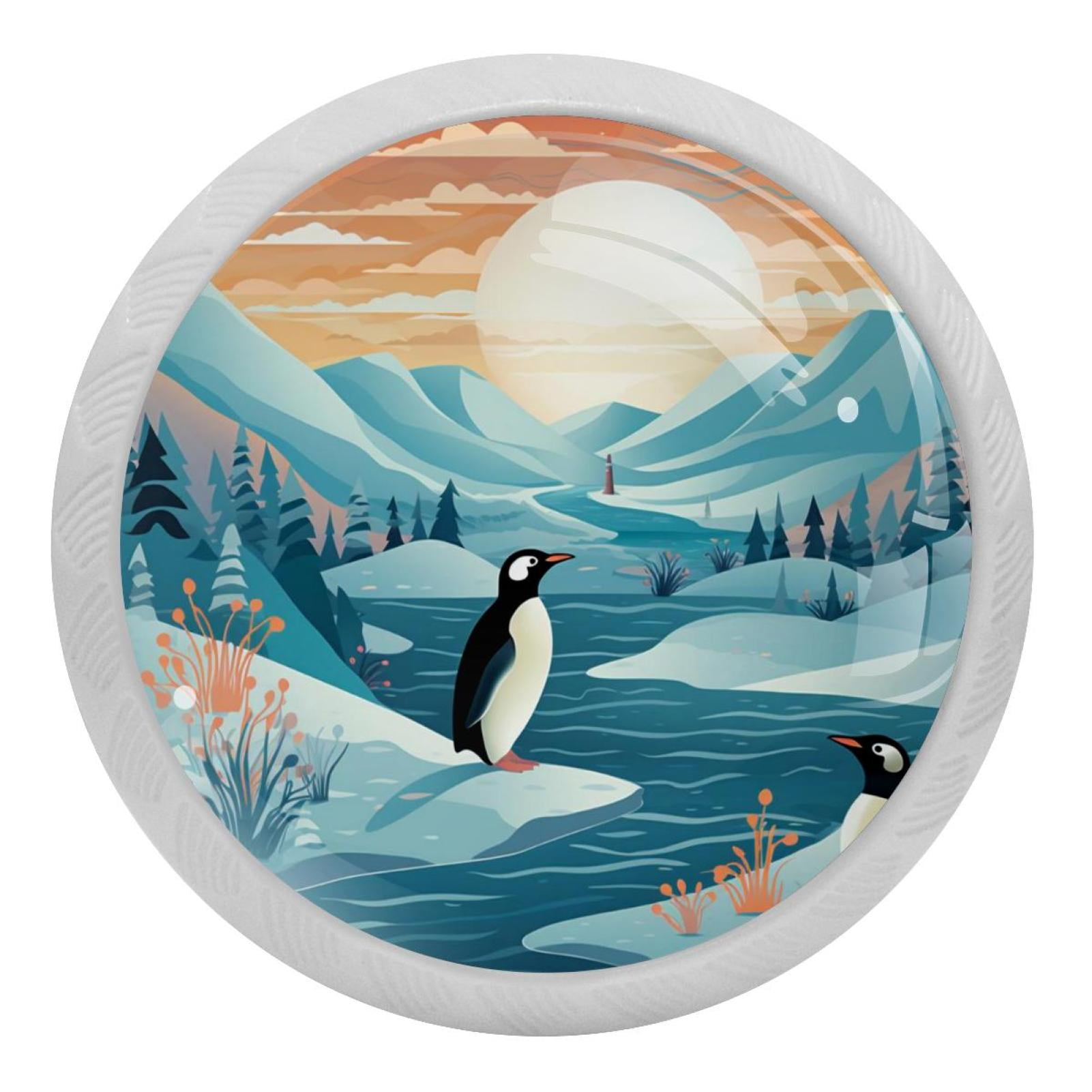 Penguin Animal Pattern 4PCS Cabinet Knobs Pulls Fluorescent Drawer ...