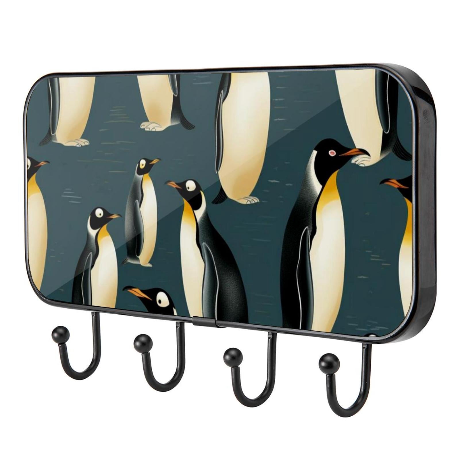 Penguin Animal Self Adhesive Towel Coat Wood Iron Hooks for Home Keys Door Outdoor Home ...