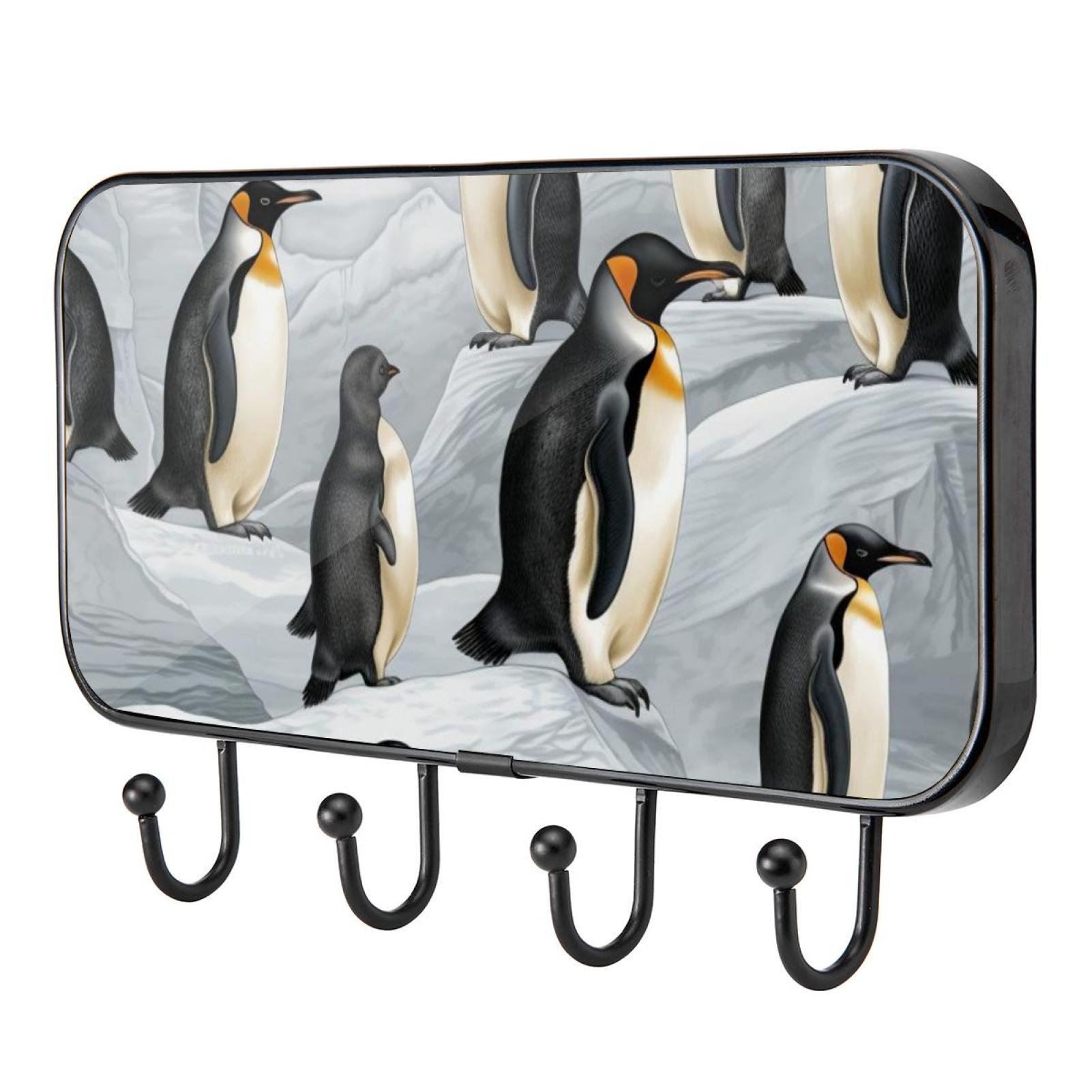 Penguin Animal Self Adhesive Towel Coat Wood Iron Hooks for Home Keys Door Outdoor Home ...