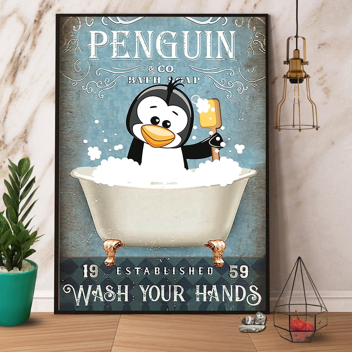 Penguin Bath Soap Wash Your Hands Paper Poster No Frame Matte Wall Art ...