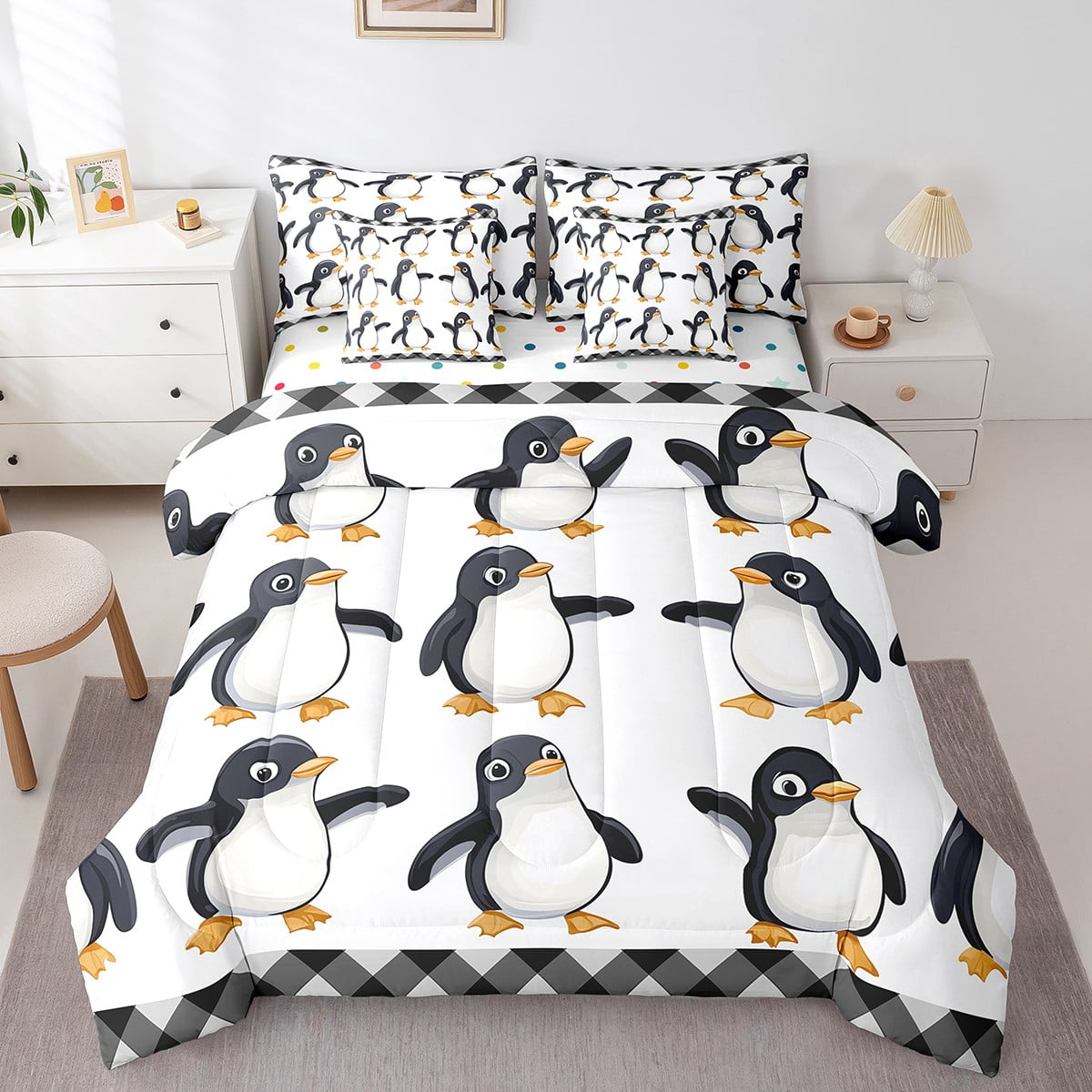 Penguin Bed in a Bag Queen Comforter Set 7 Piece Polar Animal Bedding ...