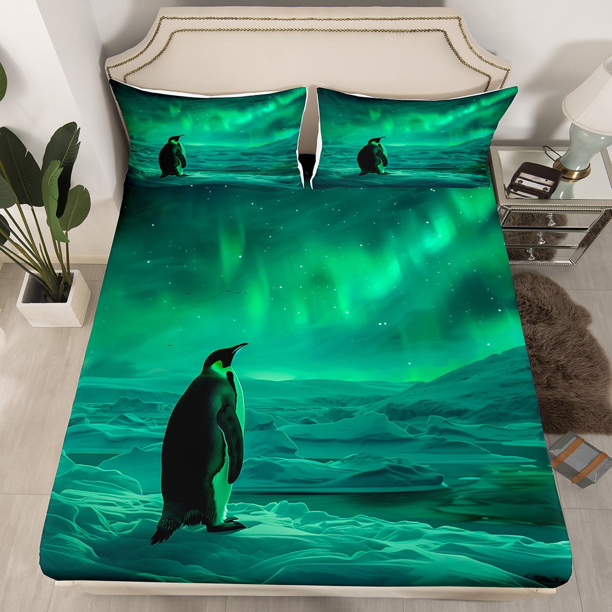 Penguin Bed Sheets Full,Dreamy Stars Galaxy Starry Sky Fitted Sheet ...