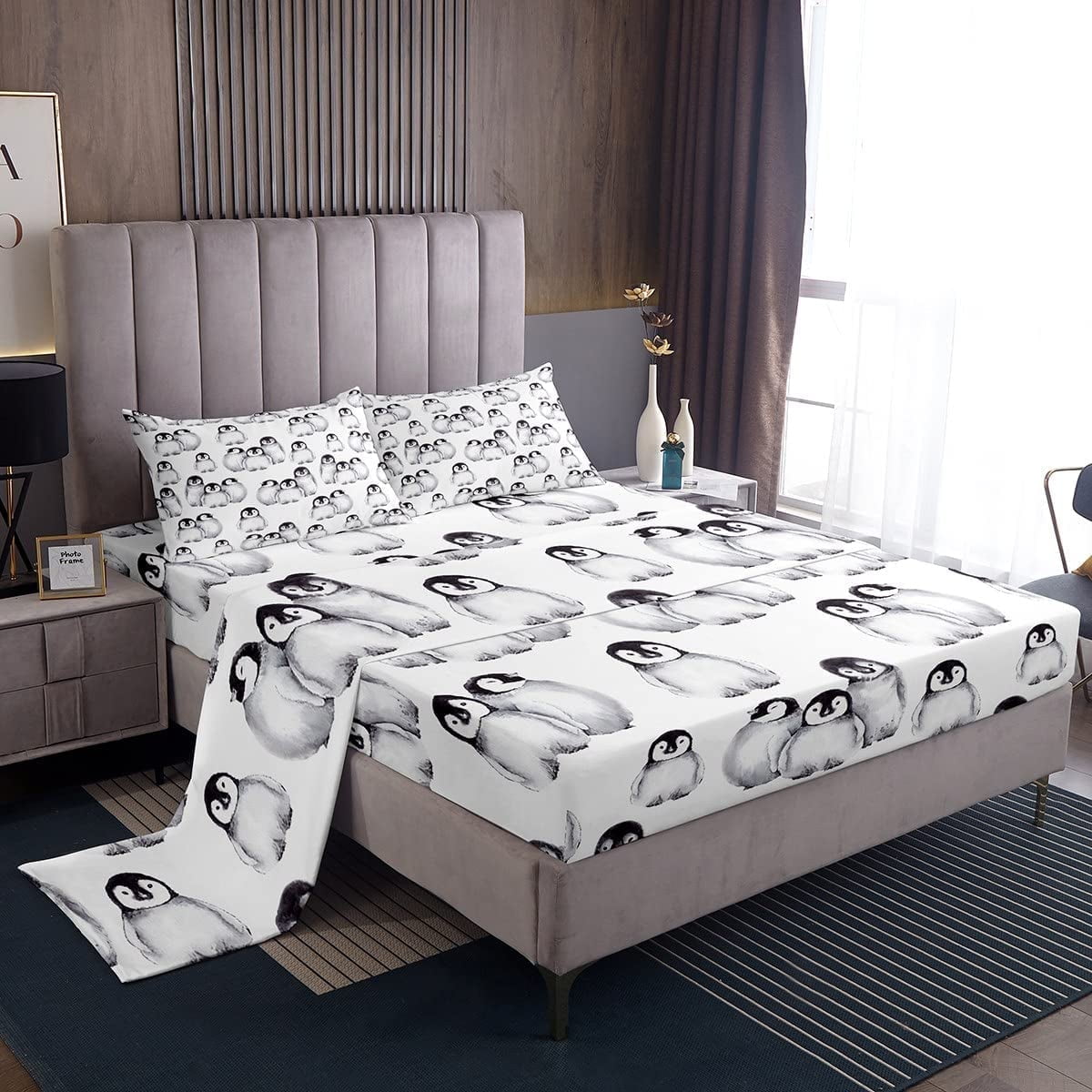 Penguin Bed Sheets King Size Antarctic Animal Sheet Set Cartoon Penguin ...