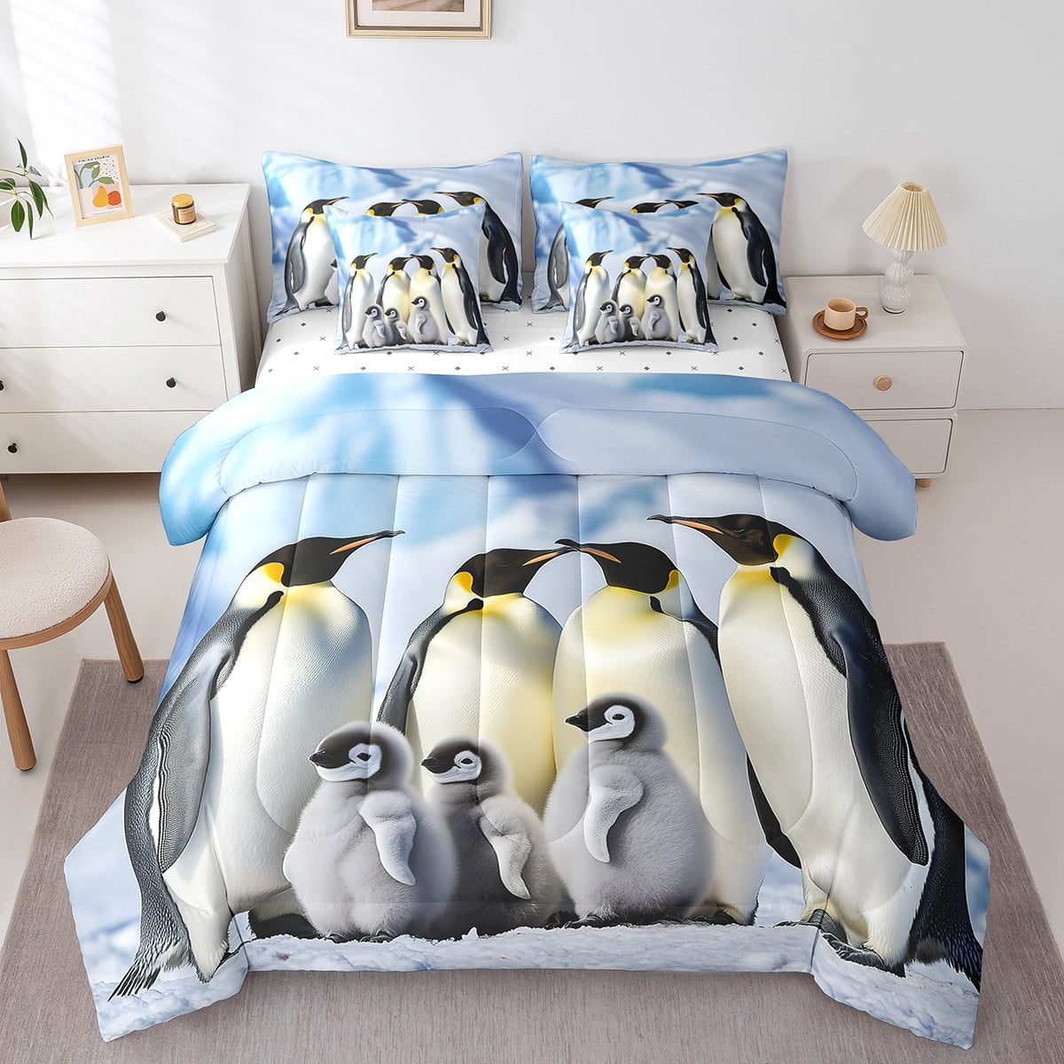 Penguin Bed in a Bag Queen Comforter Set 7 Piece,Polar Animal Bedding ...