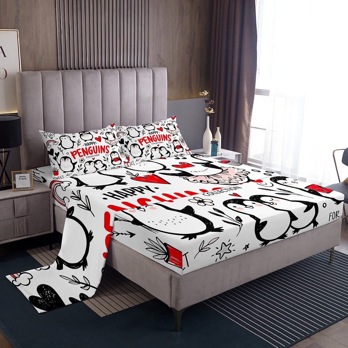 Penguin Bed Sheets Set Cartoon Twin Sheet Set ,Lovely Polar Animal ...