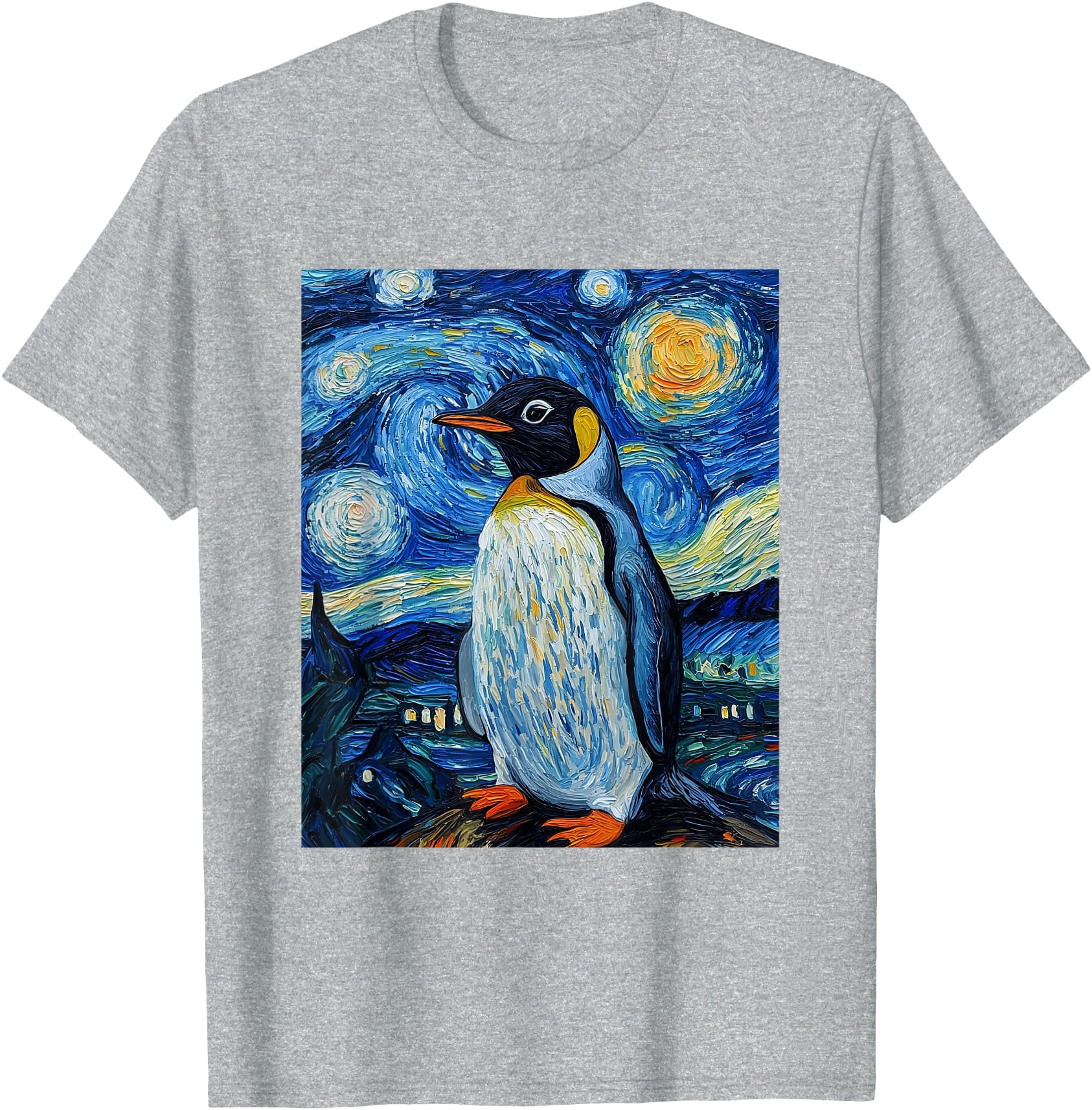 Penguin Bird Van Gogh Style Starry Night Softstyle Unisex T-Shirt,Sport ...
