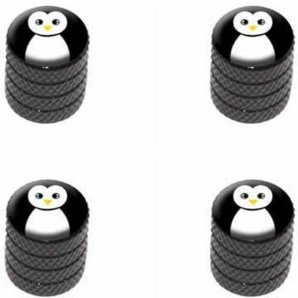 Penguin Black and White Tire Rim Wheel Aluminum Valve Stem Caps ...