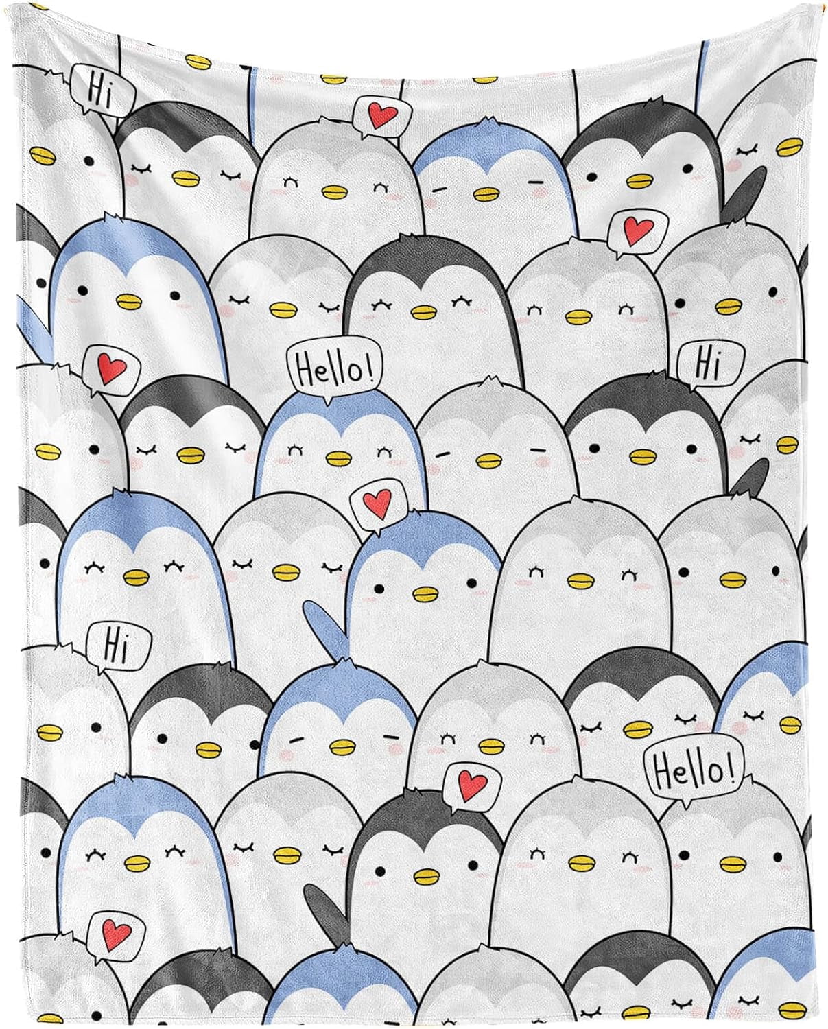 Penguin Blanket, 50"x60" Flannel Cute Penguins Themed Stuffed Animal ...