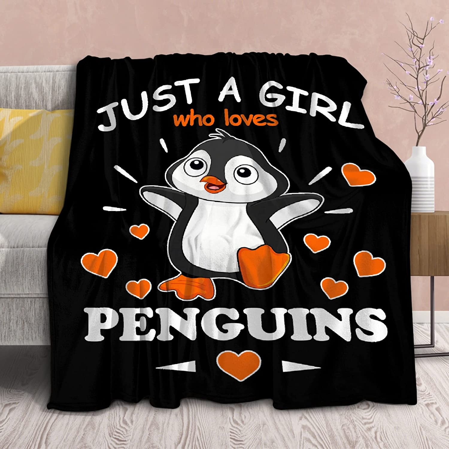 Penguin Blanket,Gifts for Girls Loves Cute Penguins Animals Plush Throw ...