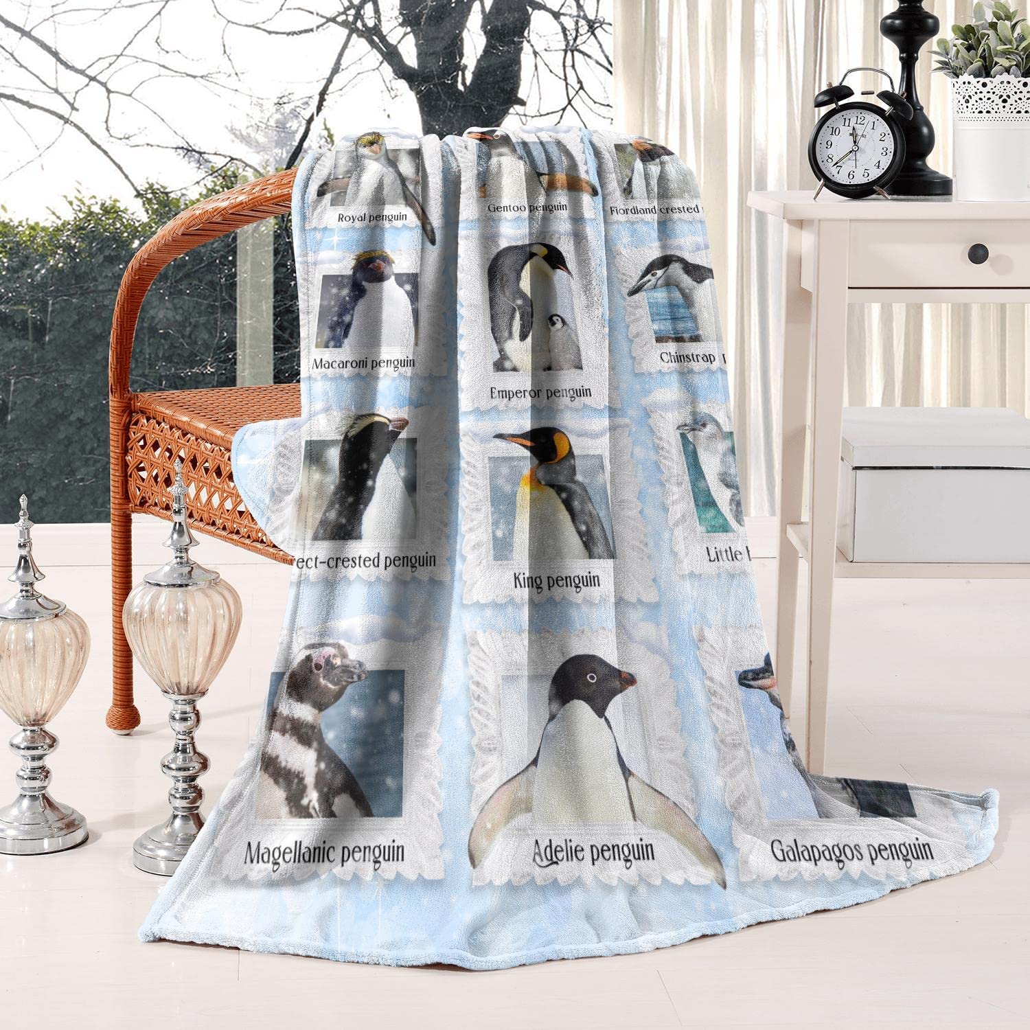 Penguin Blanket Throw Blanket Soft Lightweight Cozy Plush Warm Blankets ...
