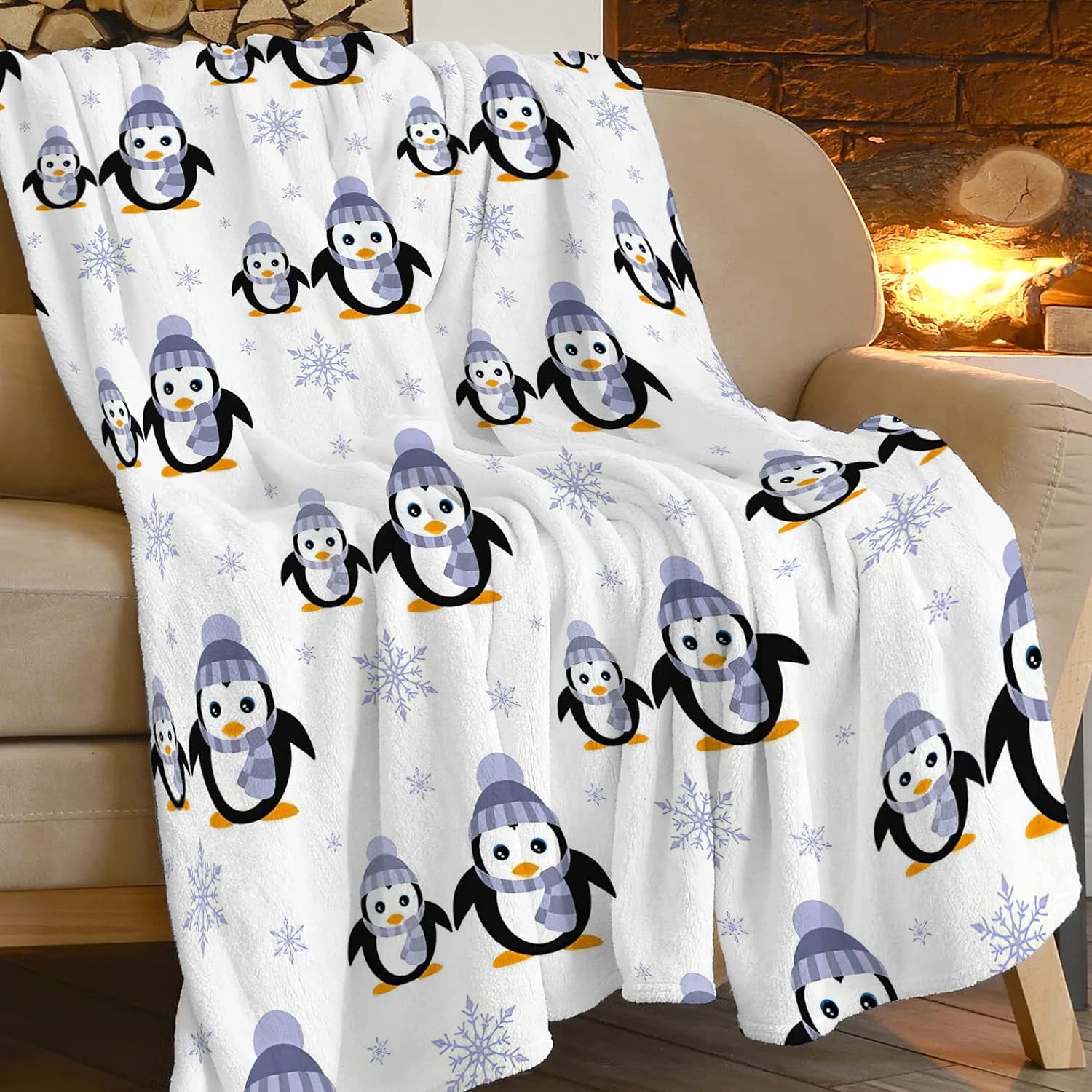 Penguin Blanket for Women Girls Soft Cozy Winter Penguin Animal Throw ...