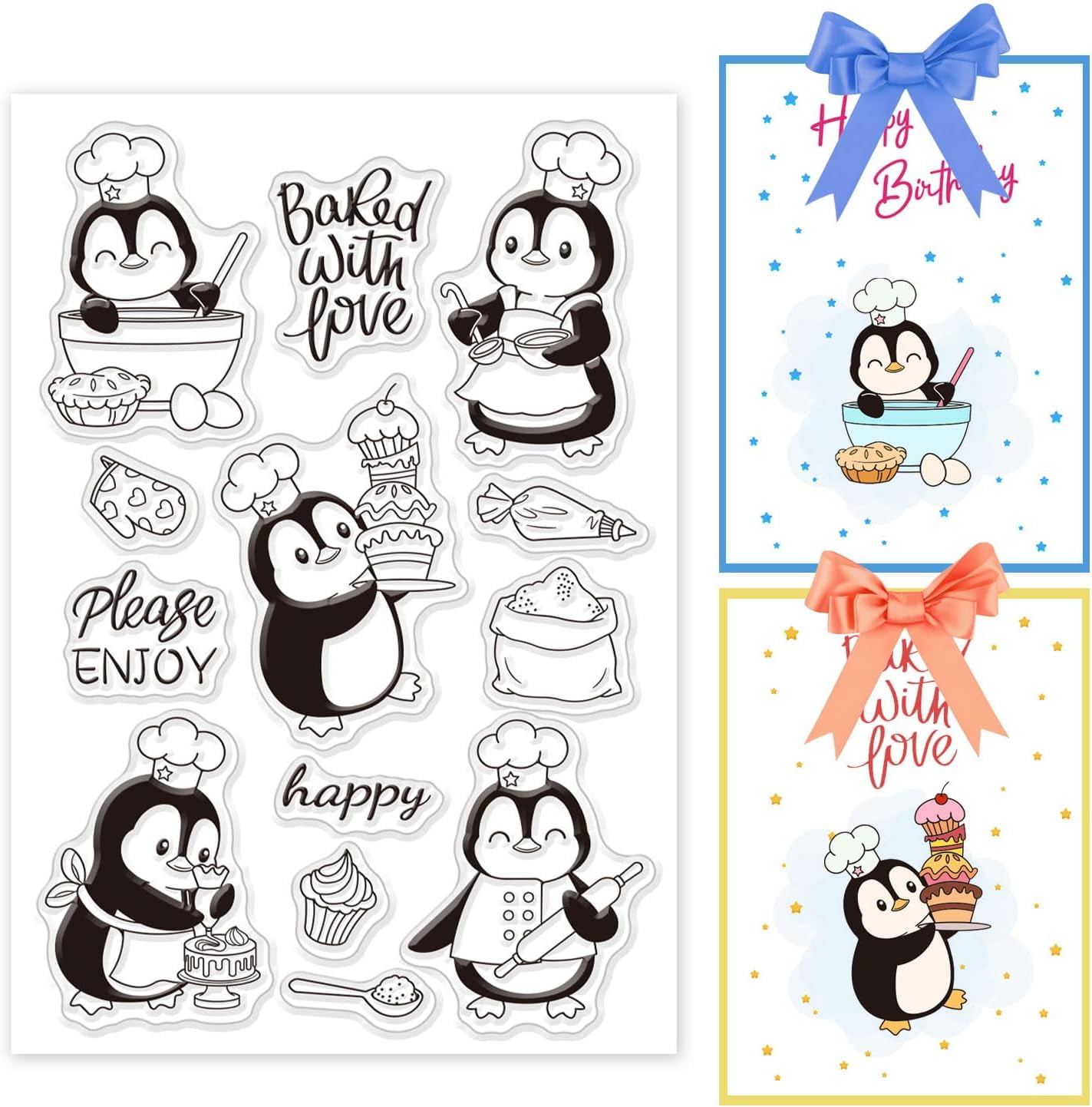 Penguin Chef Silicone Clear Stamps Animals Transparent Stamps for Cards ...