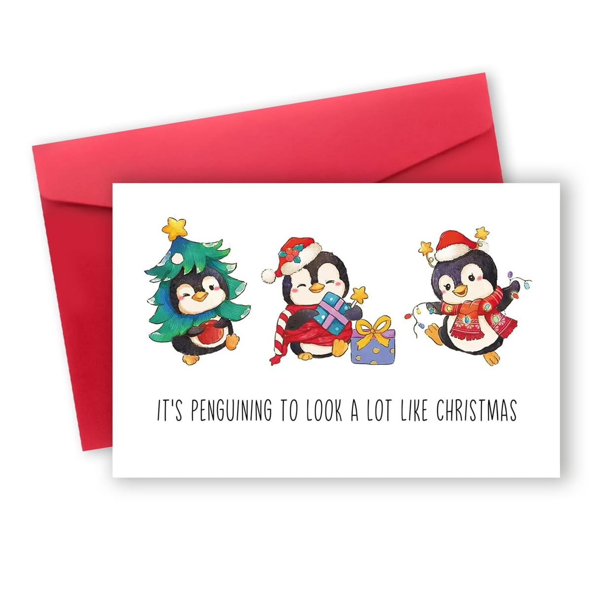 Penguin Christmas Card – "It's Penguins-ing to Look a Lot Like ...