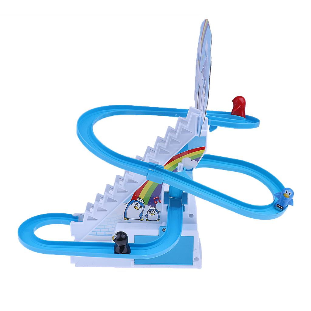 Penguin Climb Stairs Sliding Track Puzzle Electric Race Track Toy with ...