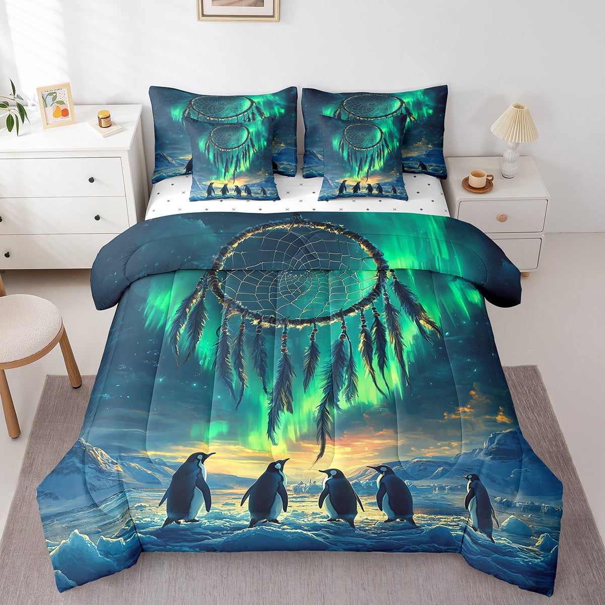 Penguin Comforter Set 7 Piece Bed in a Bag Twin,Dream Catcher Bedding ...