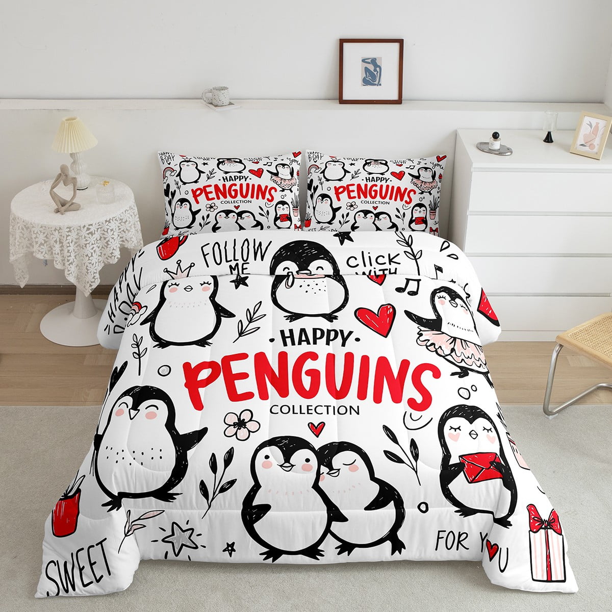 Penguin Comforter Set Cartoon Twin Bedding Sets,Lovely Polar Animal ...