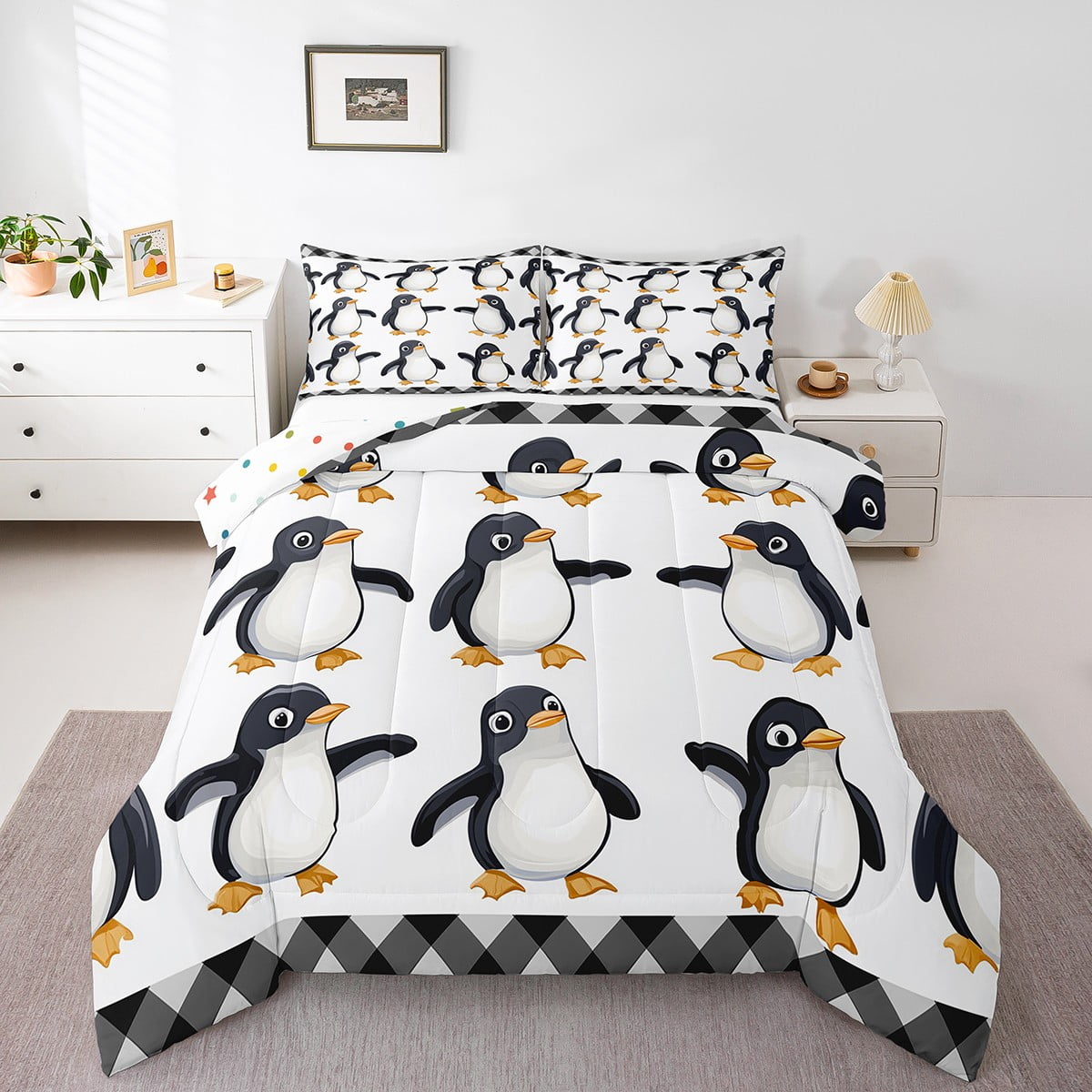 Penguin Comforter Sets Polar Animal Twin Bedding Set for Girls,Cute ...