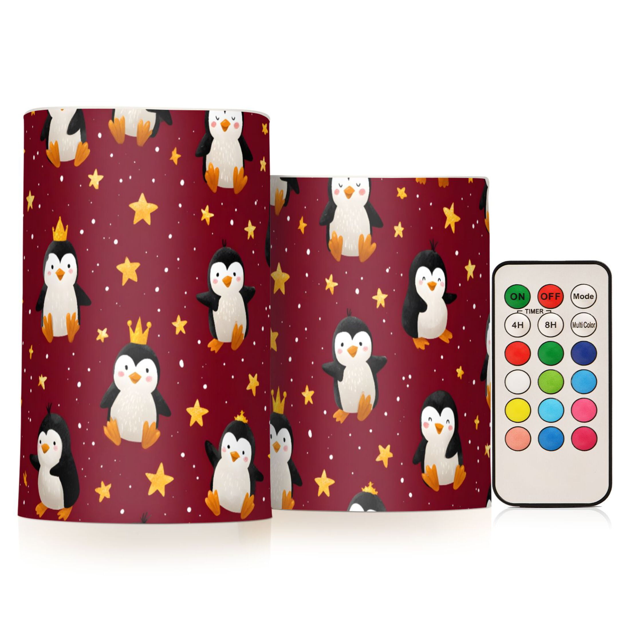 Penguin Crown Pattern Flameless LED Candle Set with Remote, Battery ...
