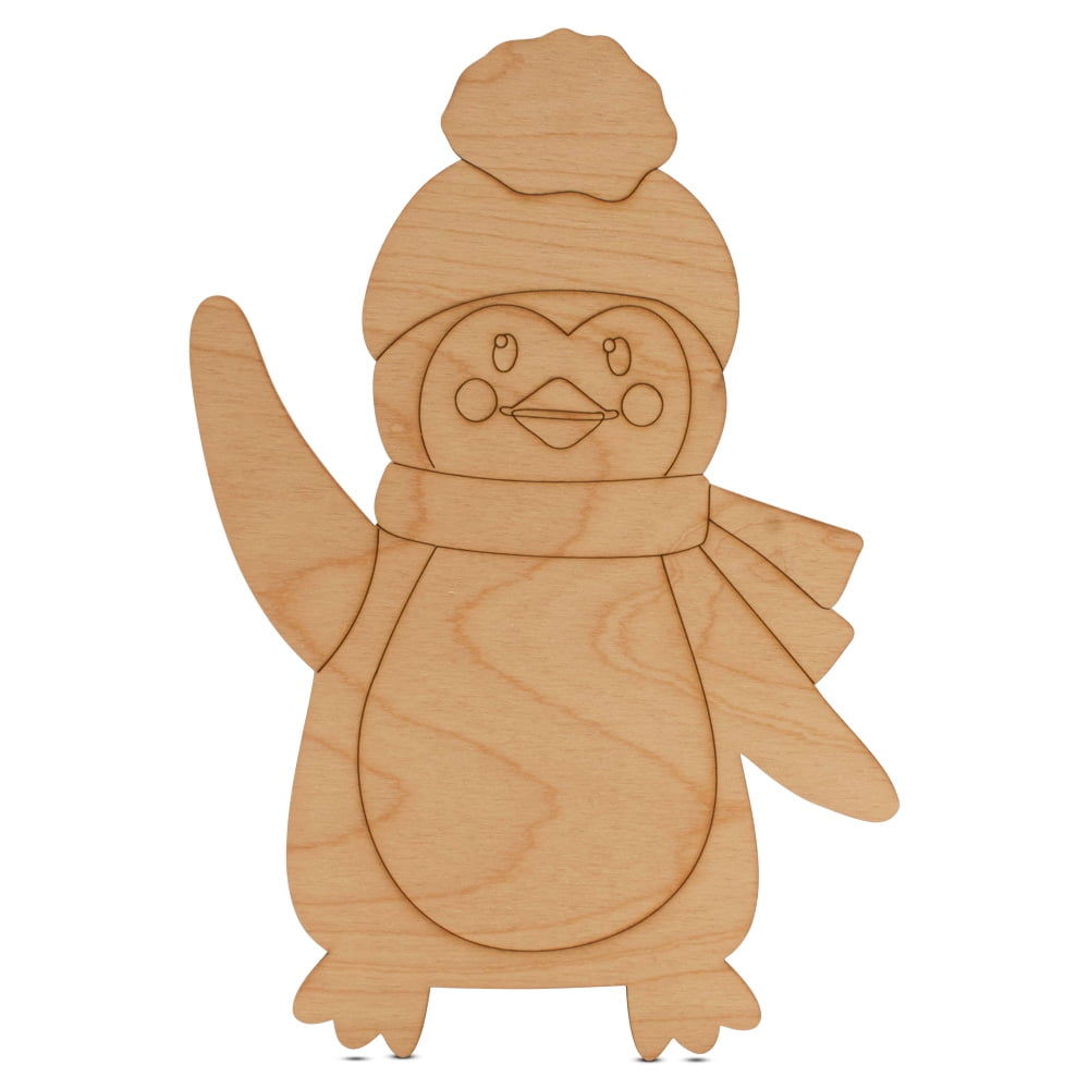 Penguin Cutout 12-inch, Pack of 10 Unfinished Christmas Wood Cutouts ...