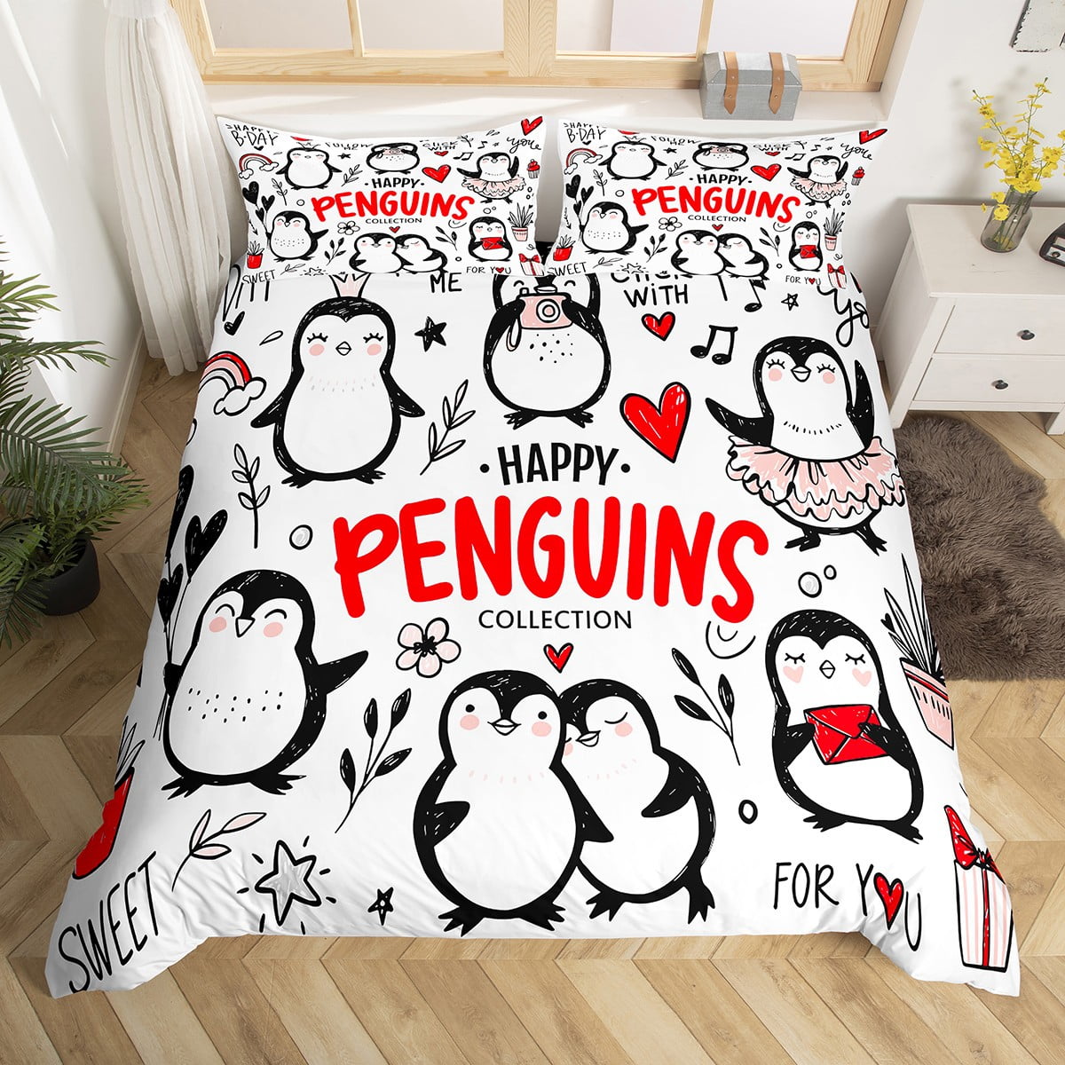 Penguin Duvet Cover Cartoon King Bedding Sets,Lovely Polar Animal ...