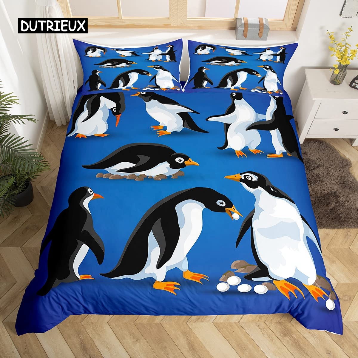 Penguin Duvet Cover Set Size Cute Animal Pattern for Kids Teens Bedding ...