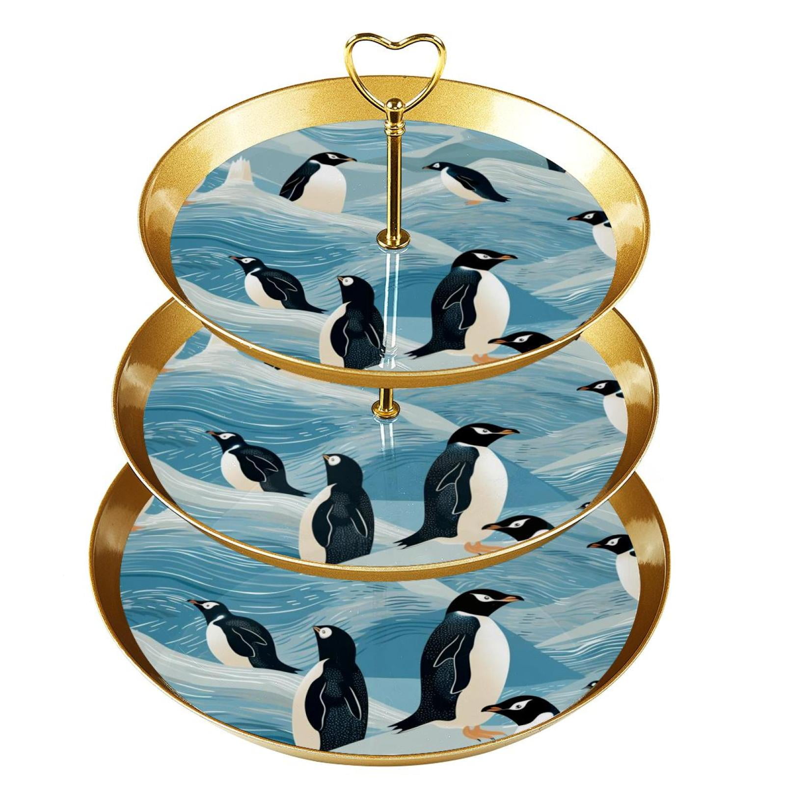Penguin Elegant Plastic Disc Cupcake Stand with Iron Pillars for ...