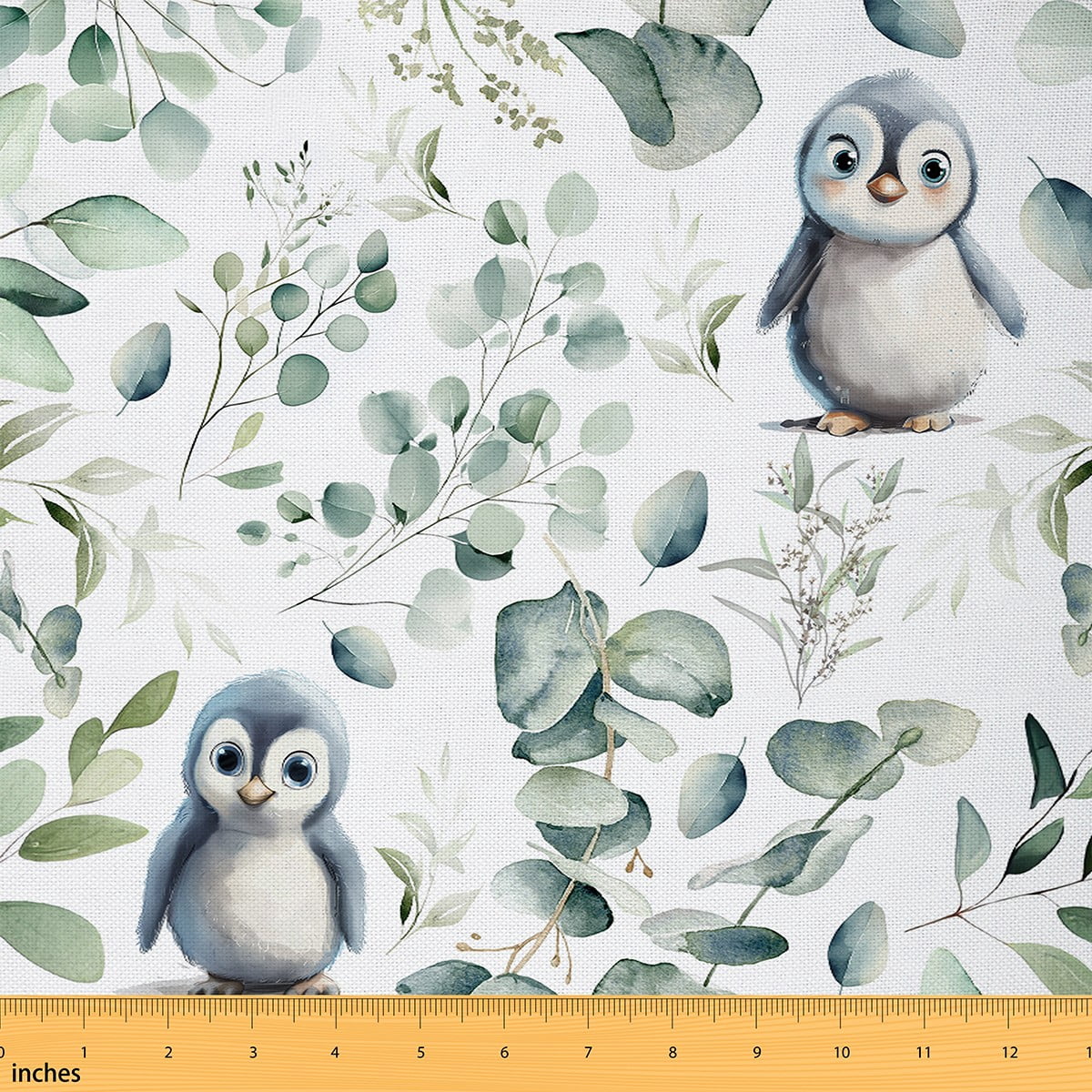 Penguin Fabric by the Yard,Kids Cartoon Penguin Upholstery Fabric for ...