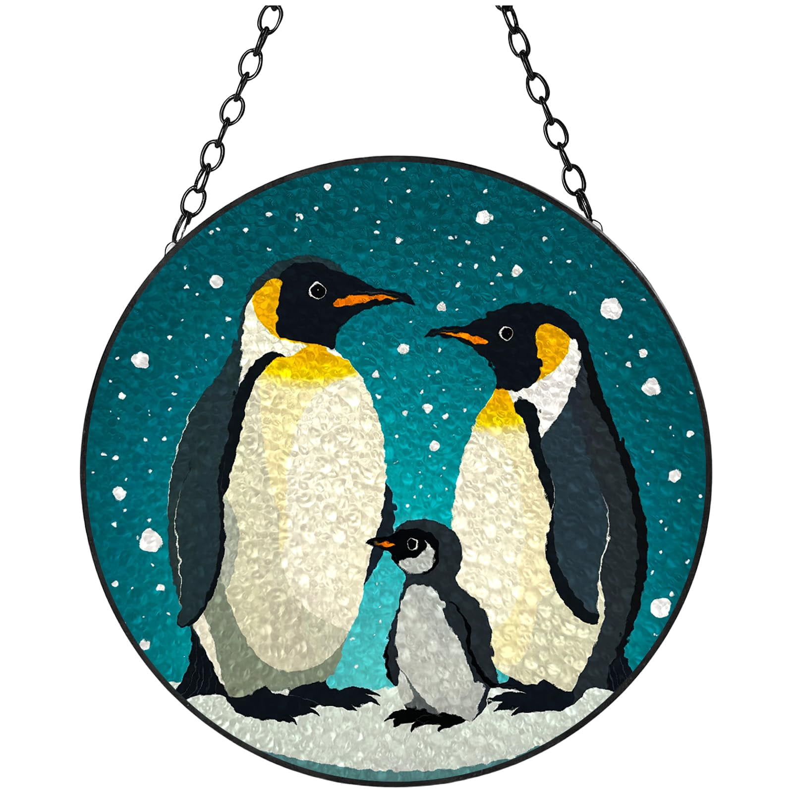 Penguin Family Stained Glass Suncatcher Colored Handmade Window ...