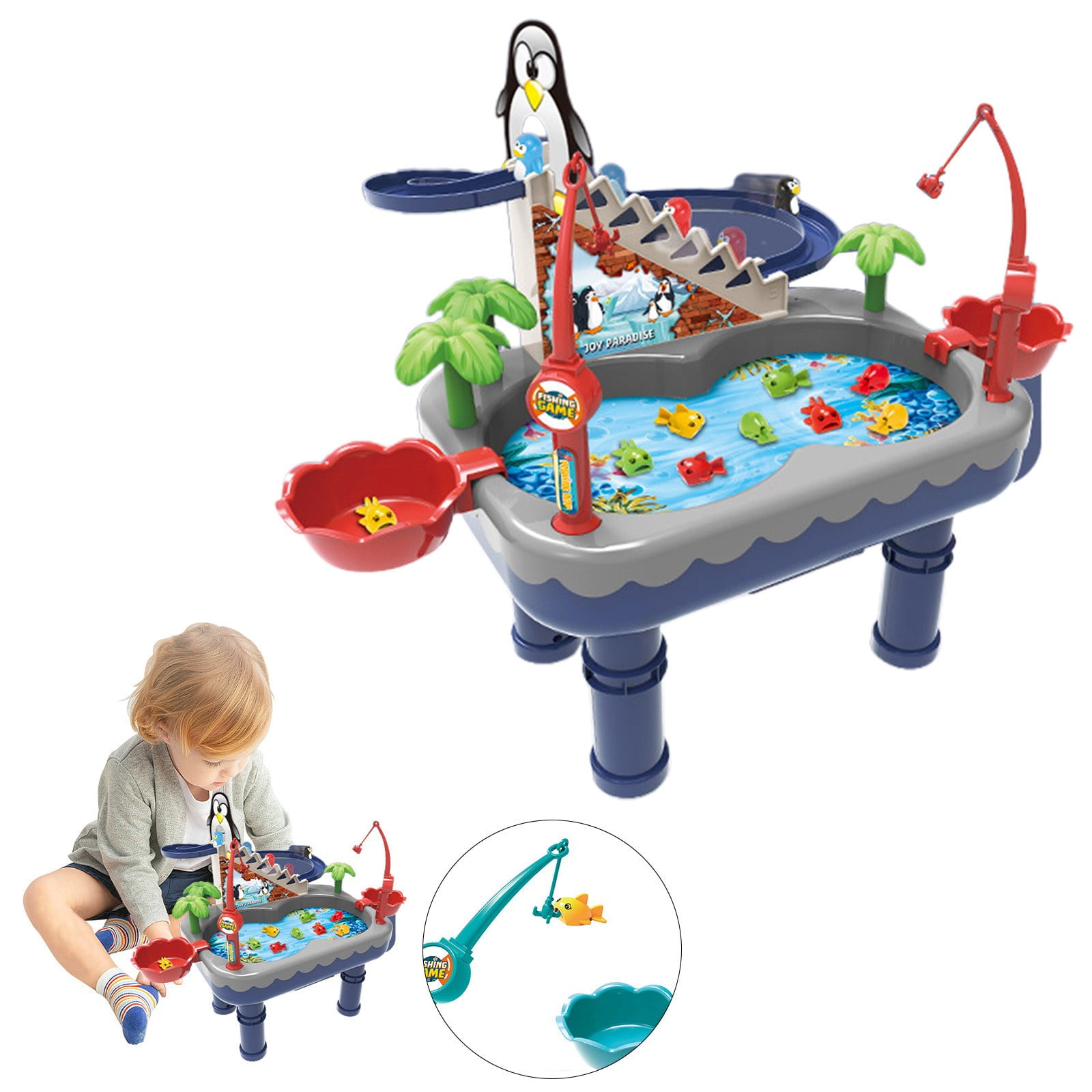Penguin Fishing Table - Kids Water Play Set for Toddlers,Outdoor Water ...