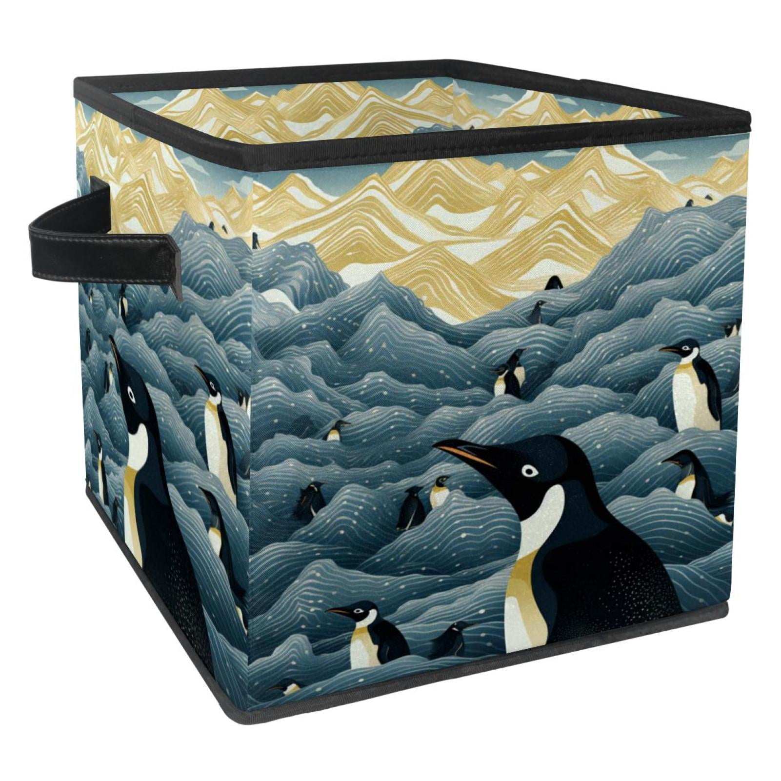Penguin Foldable Toy Box Storage Cubes Storage Basket with Handle, 10.8 ...