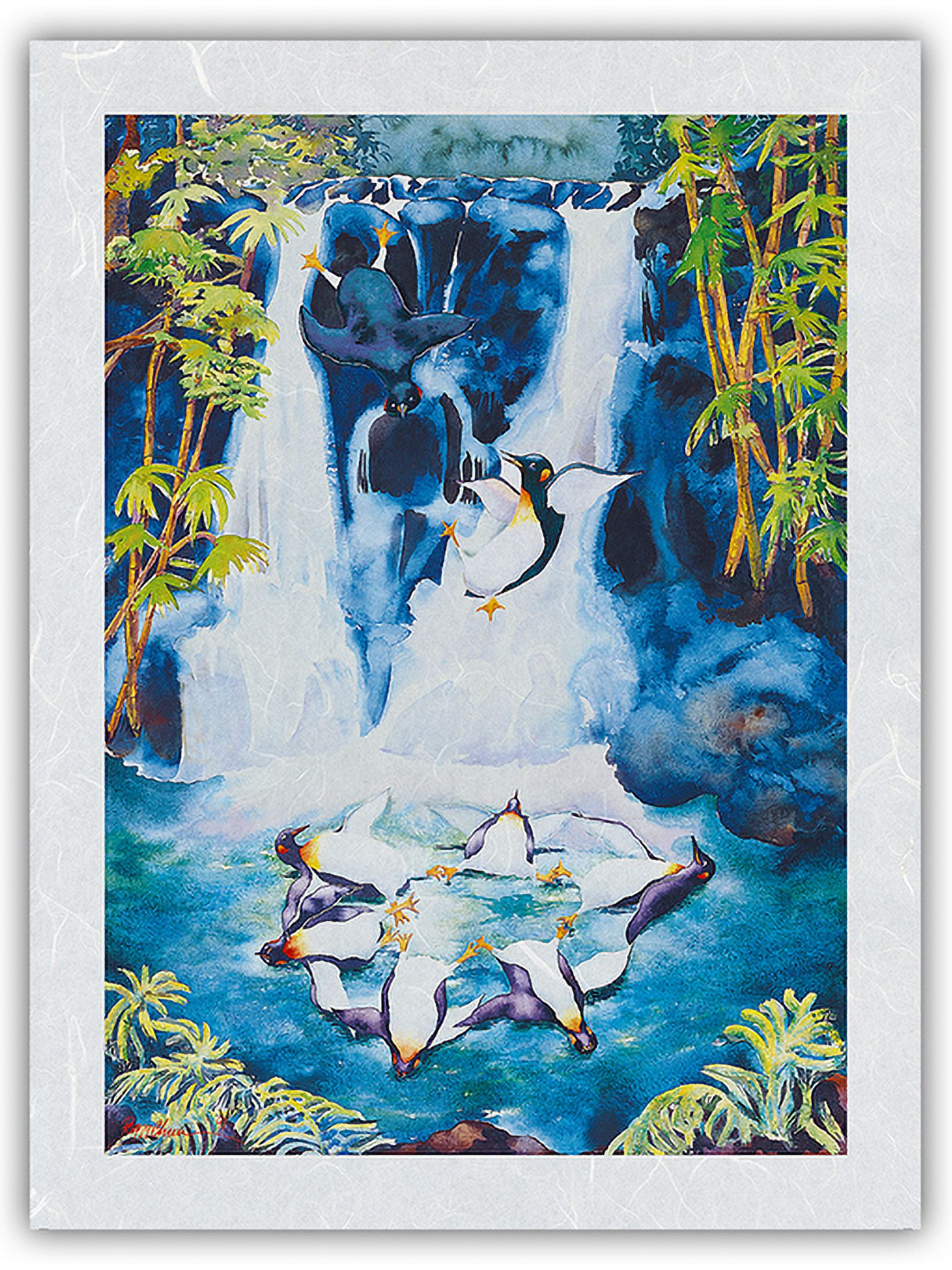 Penguin Follies - Playful Penguins in Hawaiian Waterfall (Wailele ...