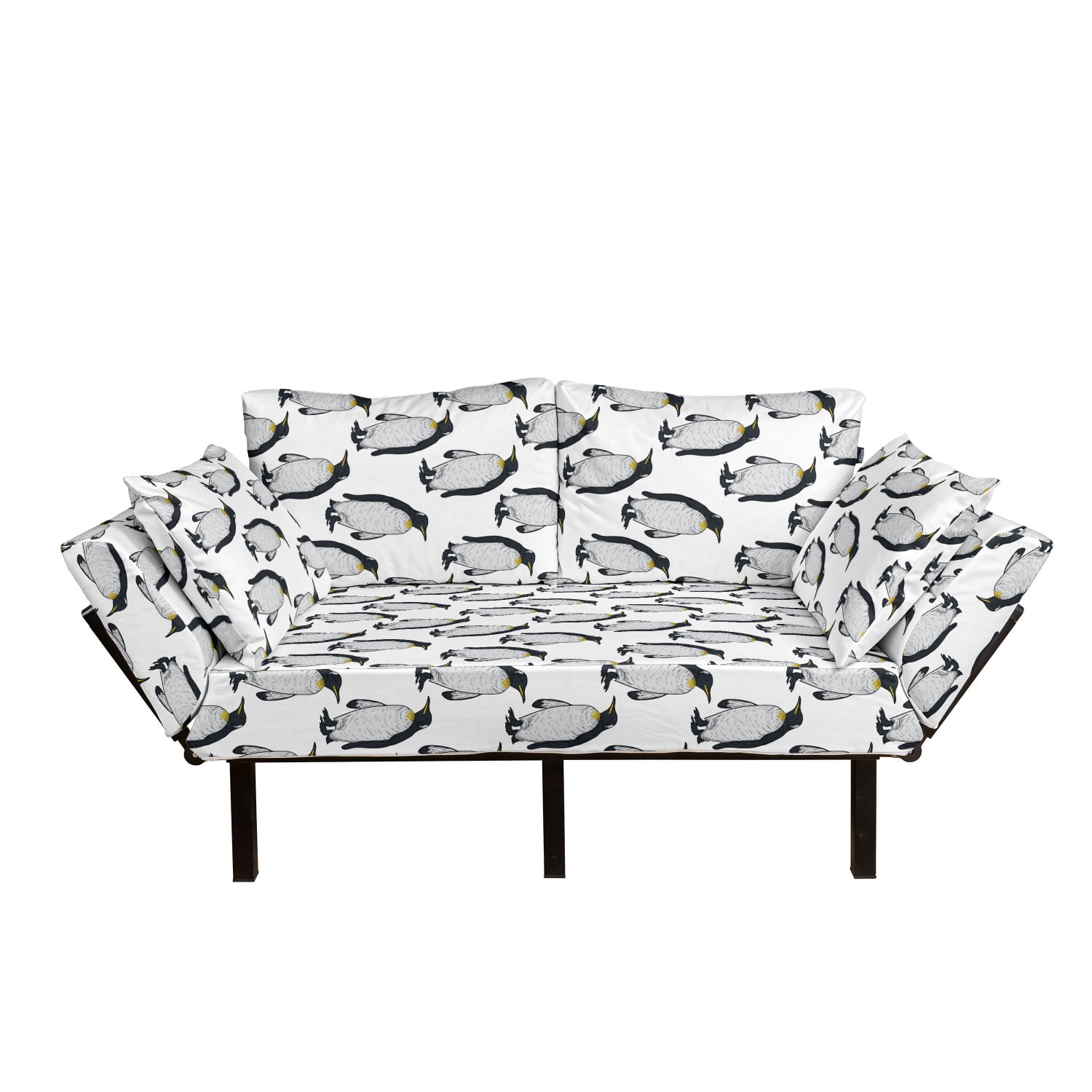 Penguin Futon Couch, Arctic Cold Exotic Bird Pattern Antarctic Setting ...