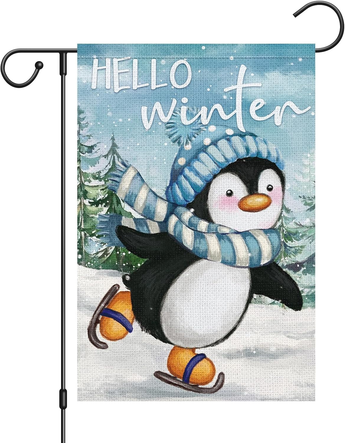 Penguin Hello Winter Garden Flag 12.5x18 Inch Double Sided Vertical ...