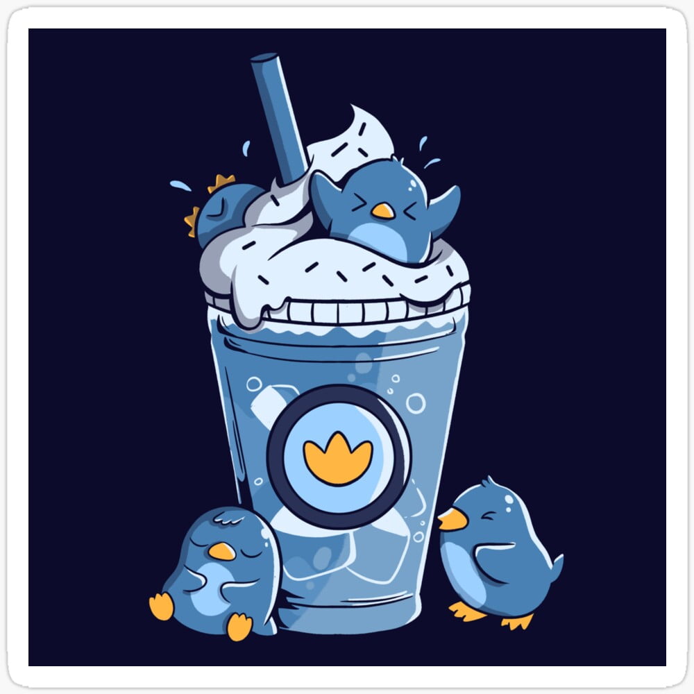 Penguin Iced Coffee Sticker Phone Decal Water Bottle Stickers Car ...