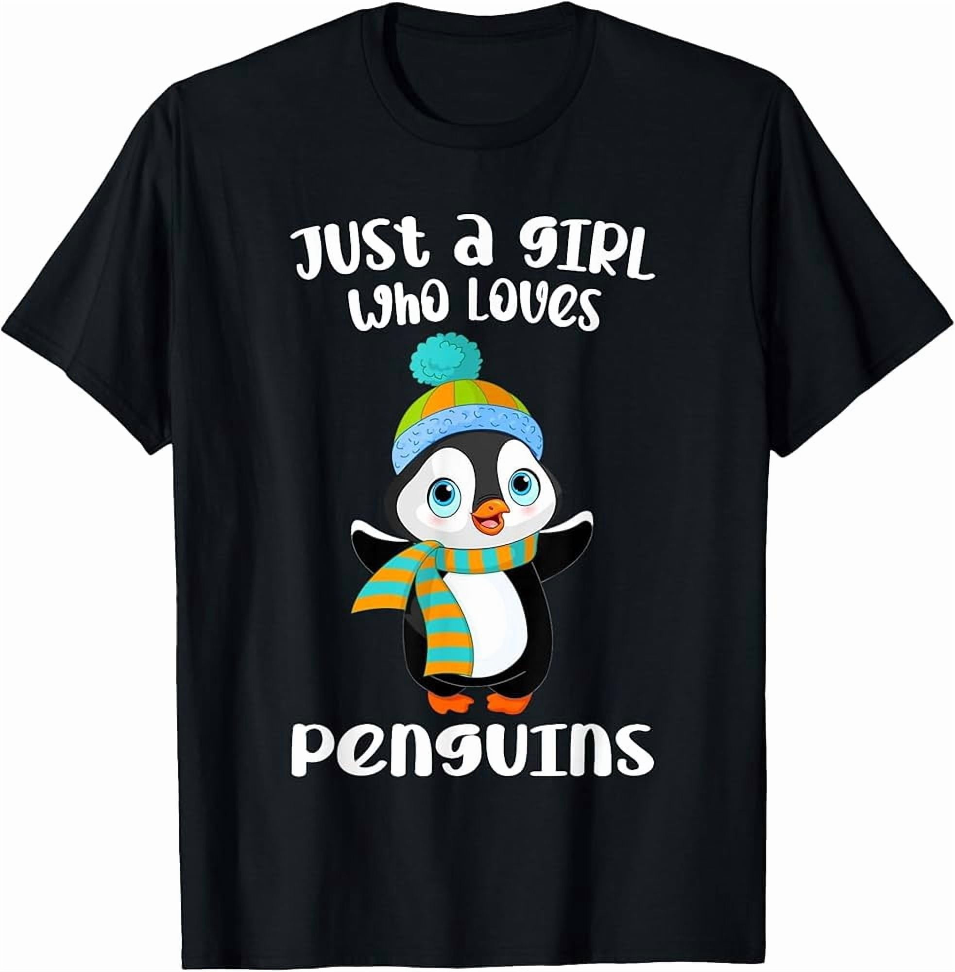 Penguin Just a Who Loves Penguins Cute Cartoon T-Shirt with Beanie and ...