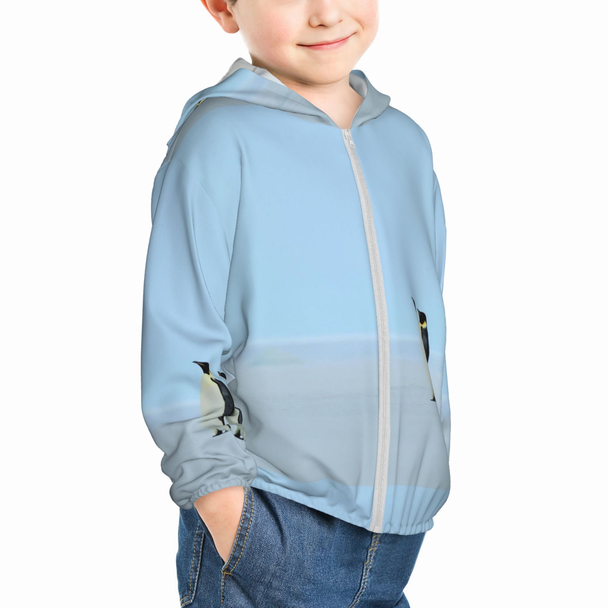 Penguin Kids Zip-Up Hoodie Girls Boys Sun Protection Jacket Hooded Cooling Shirt - Walmart.com
