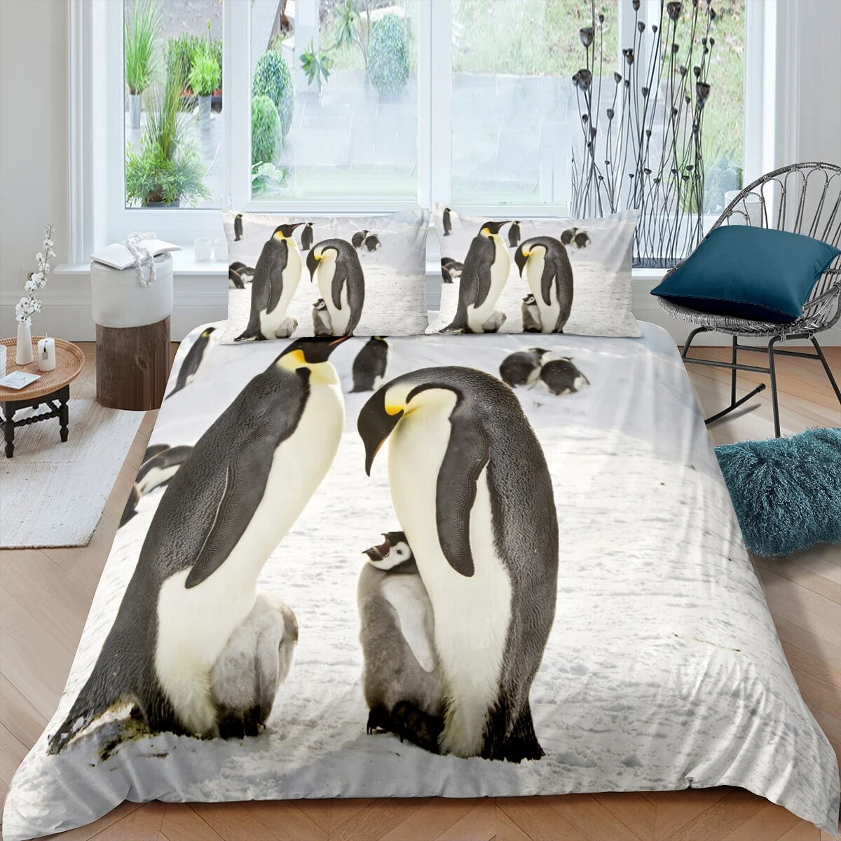 Penguin King Duvet Cover Lovely Black White Antarctic Animals Bedding ...