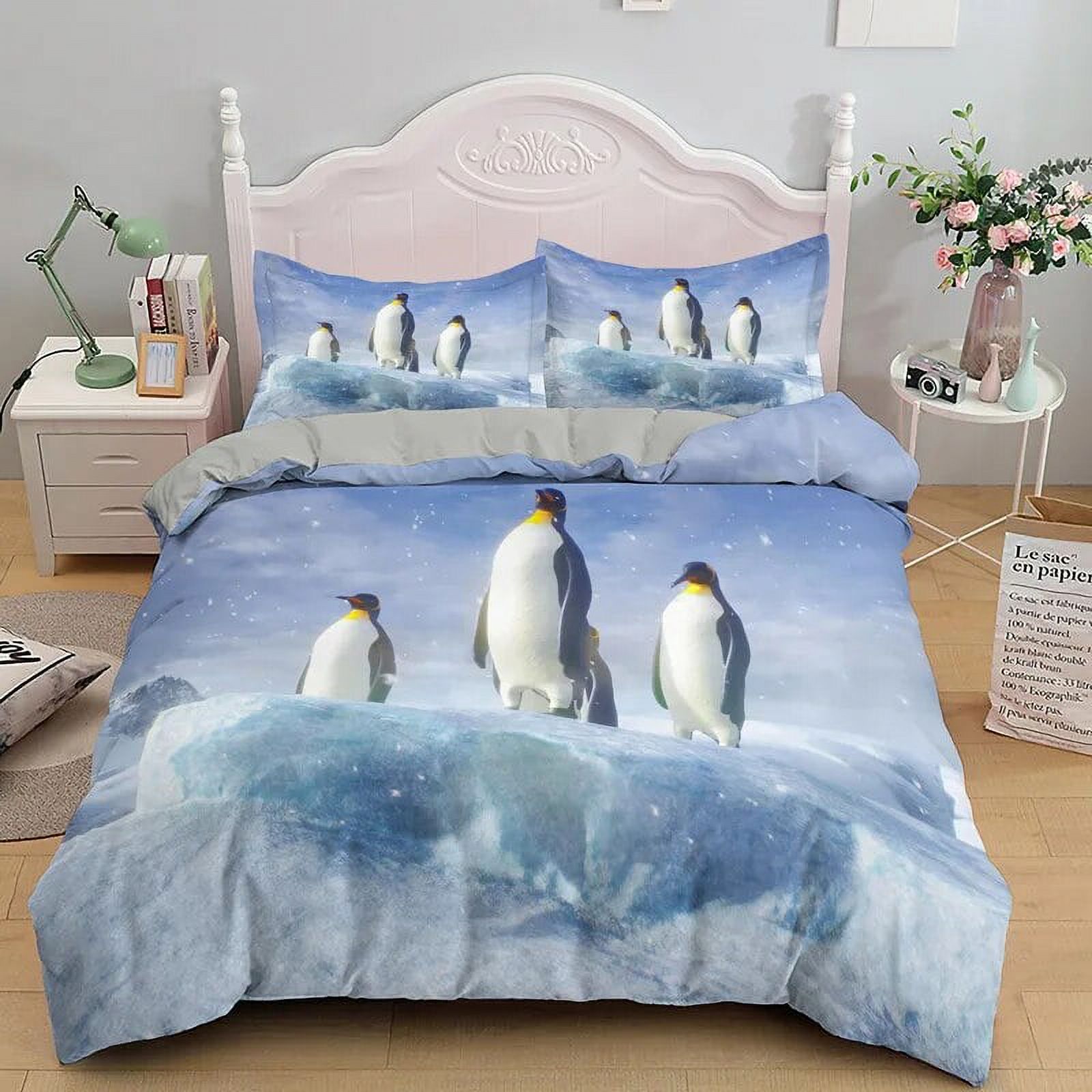 Penguin King Duvet Cover Lovely Black White Antarctic Animals Bedding ...