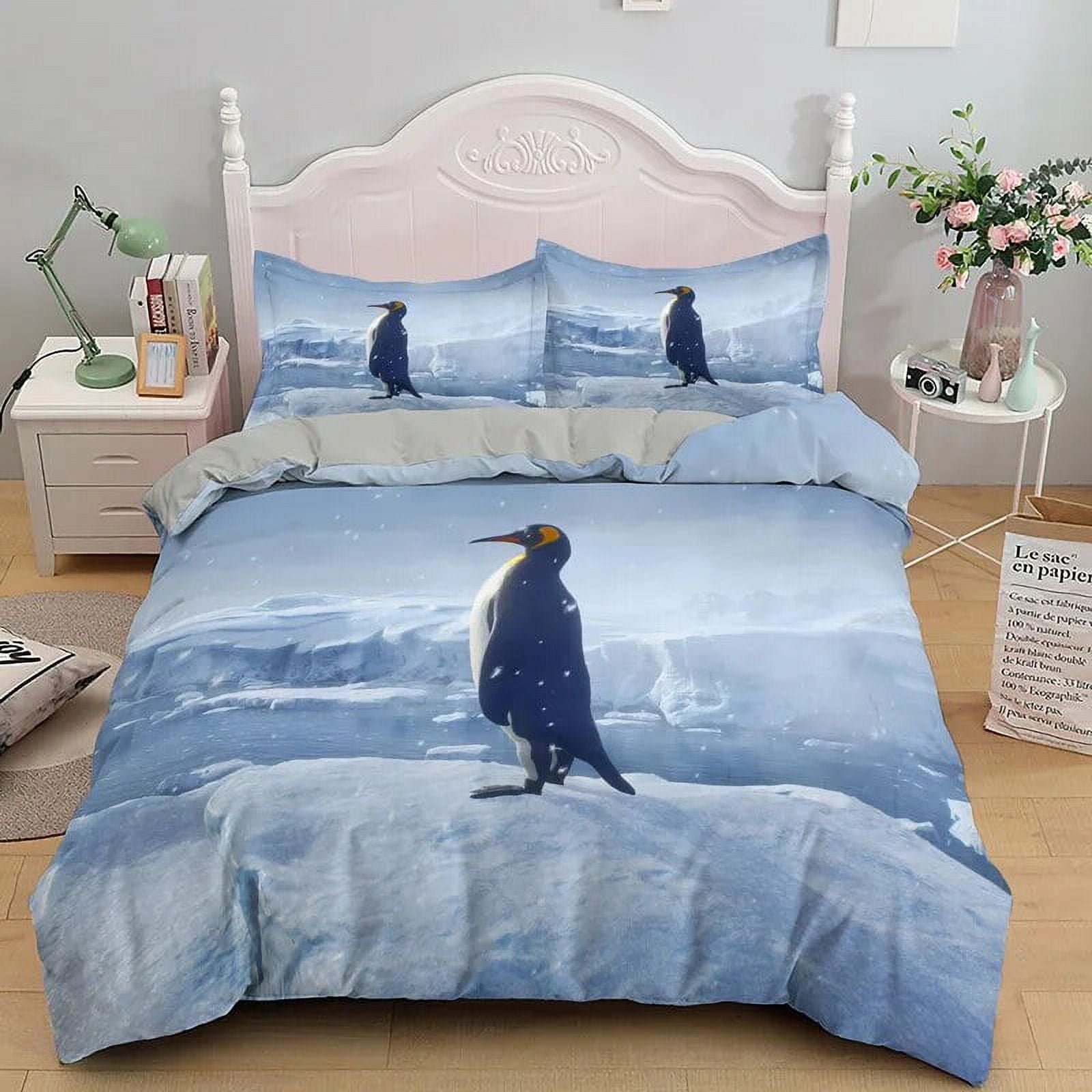 Penguin King Duvet Cover Lovely Black White Antarctic Animals Bedding ...