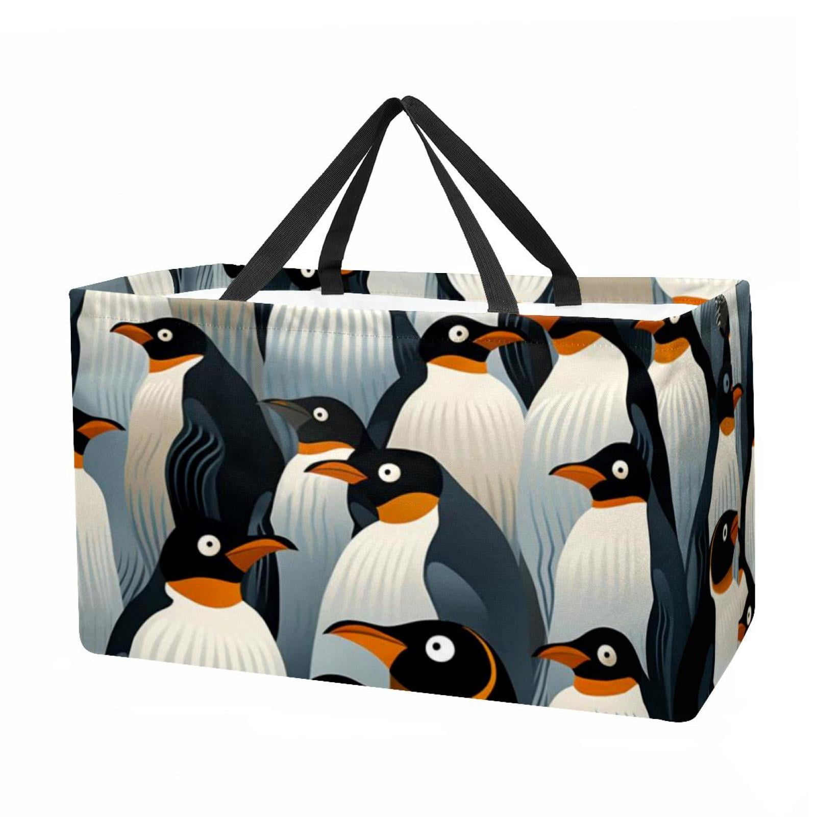 Penguin Large Oxford Cloth Grocery Basket - Foldable Shopping Bag for ...