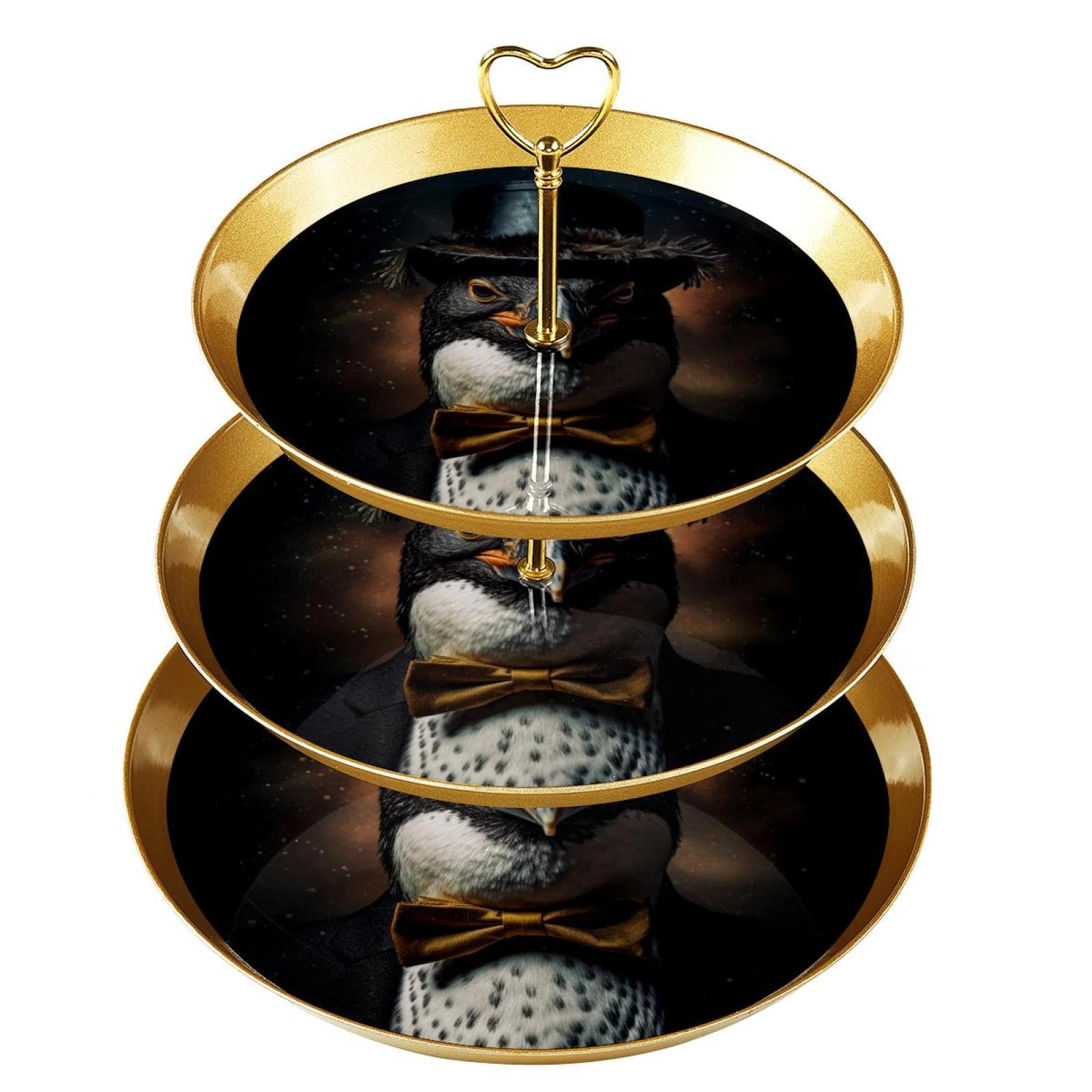 Penguin Modern Plastic Dessert Table Tray Stand with Iron Pillars | 3 ...