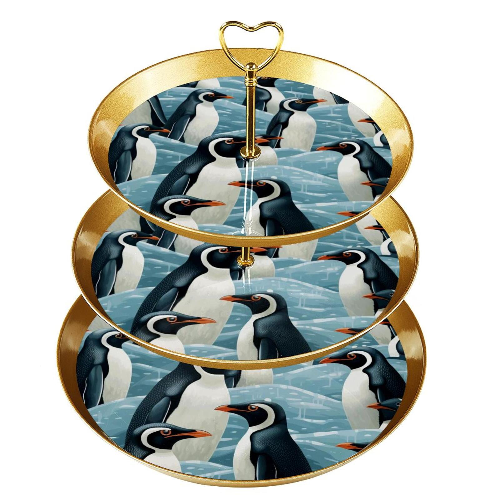 Penguin Modern Plastic Dessert Table Tray Stand with Iron Pillars | 3 ...