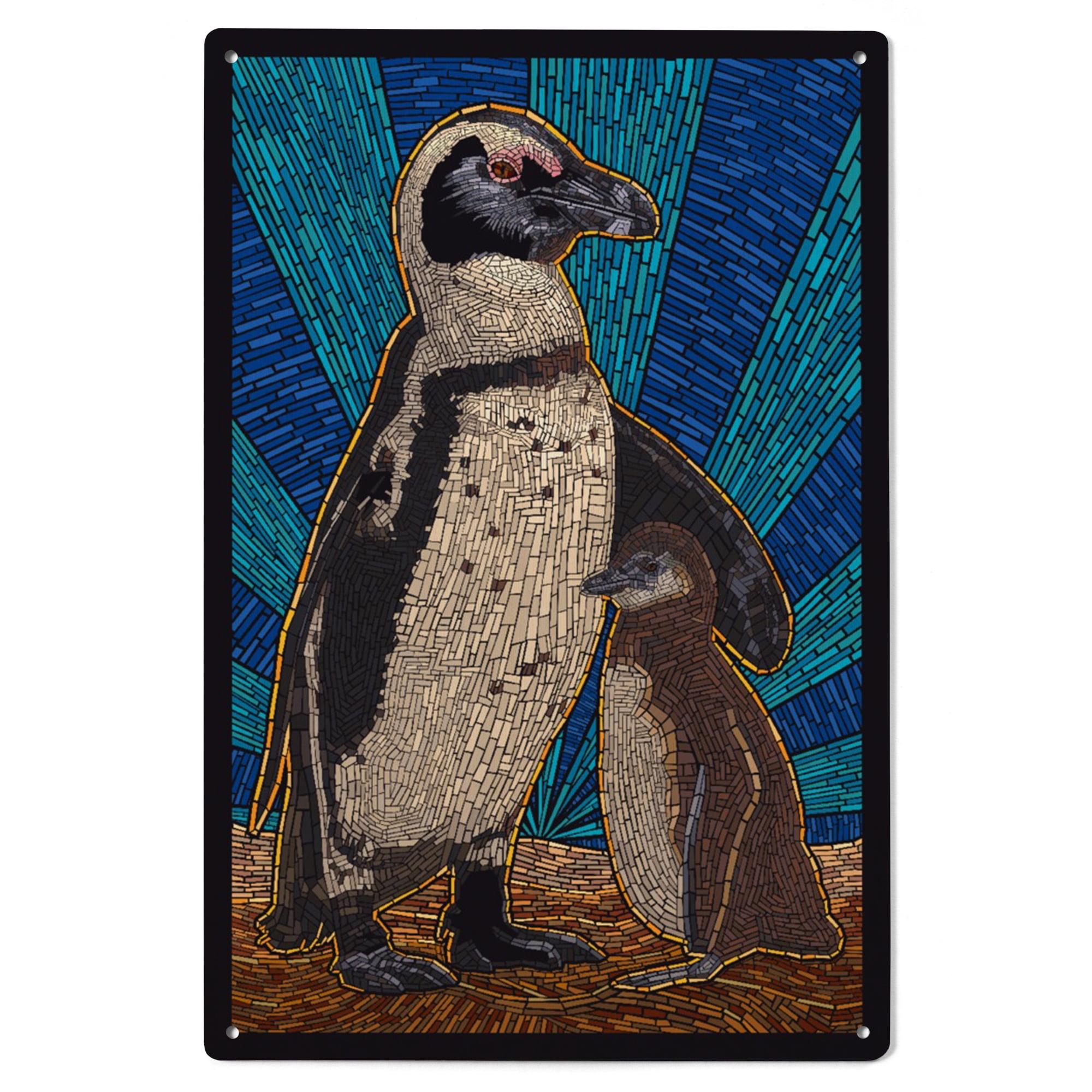 Penguin, Mosaic Birch Wood Wall Sign (6x9 Rustic Home Decor, Ready to ...