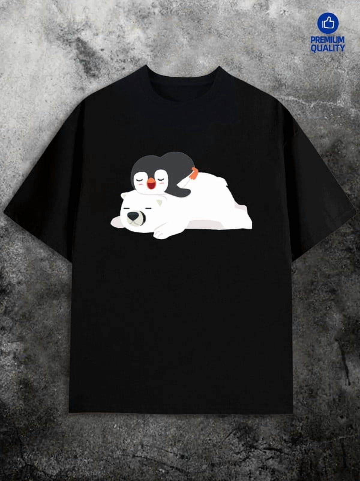 Penguin Nap T-Shirt Christmas plain print for men 180G 100% Cotton ...