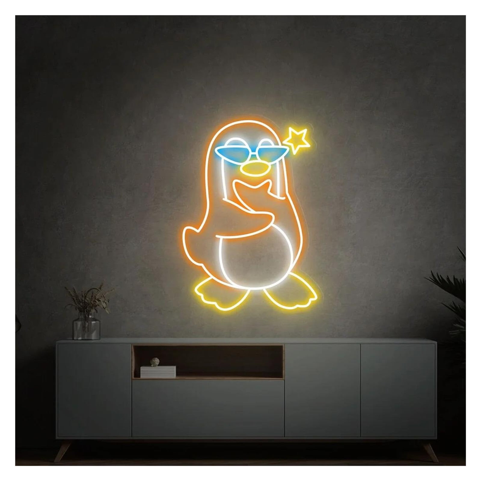 Penguin Neon Sign USB Powered Adjustable Brightness Penguin With ...
