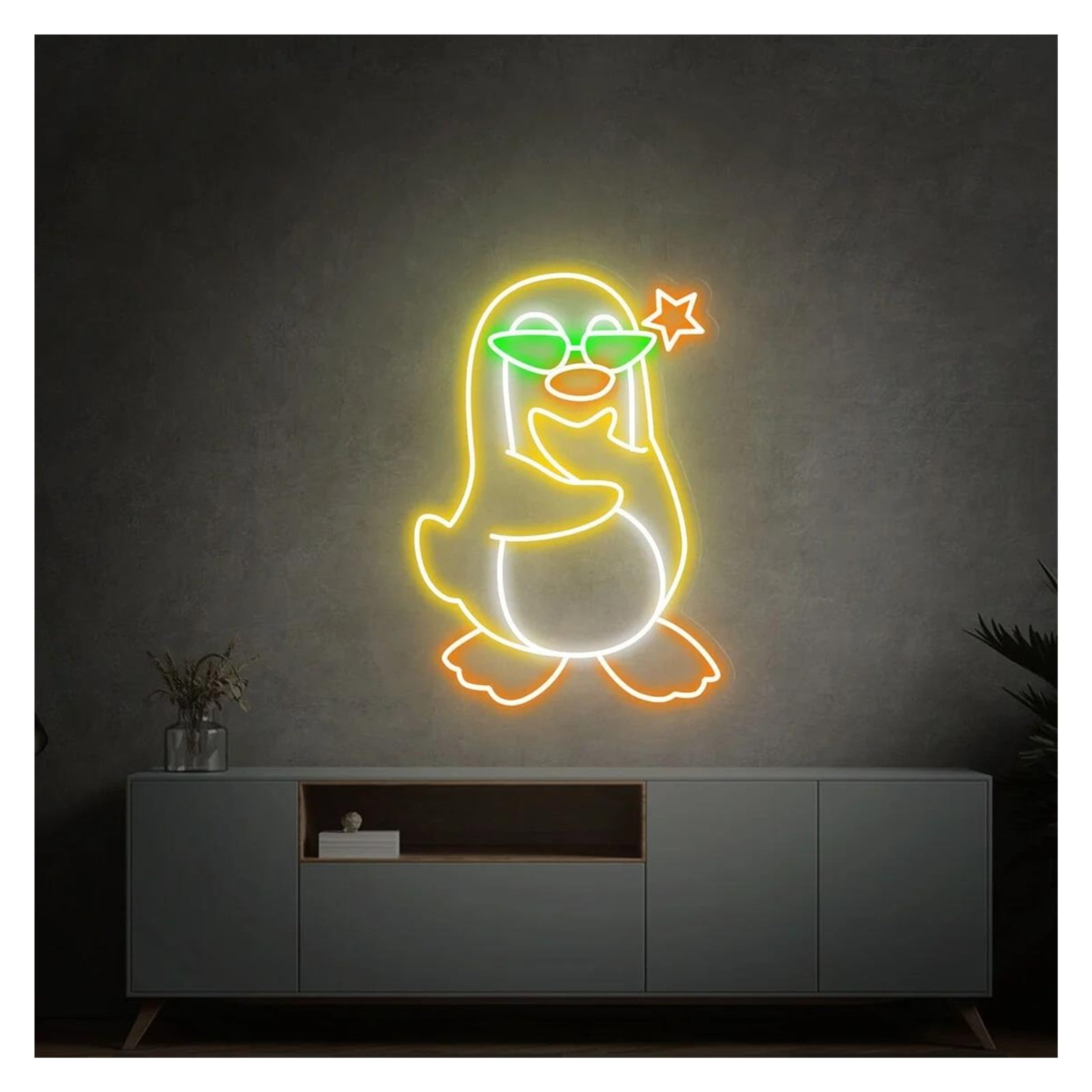 Penguin Neon Sign USB Powered Adjustable Brightness Penguin With ...