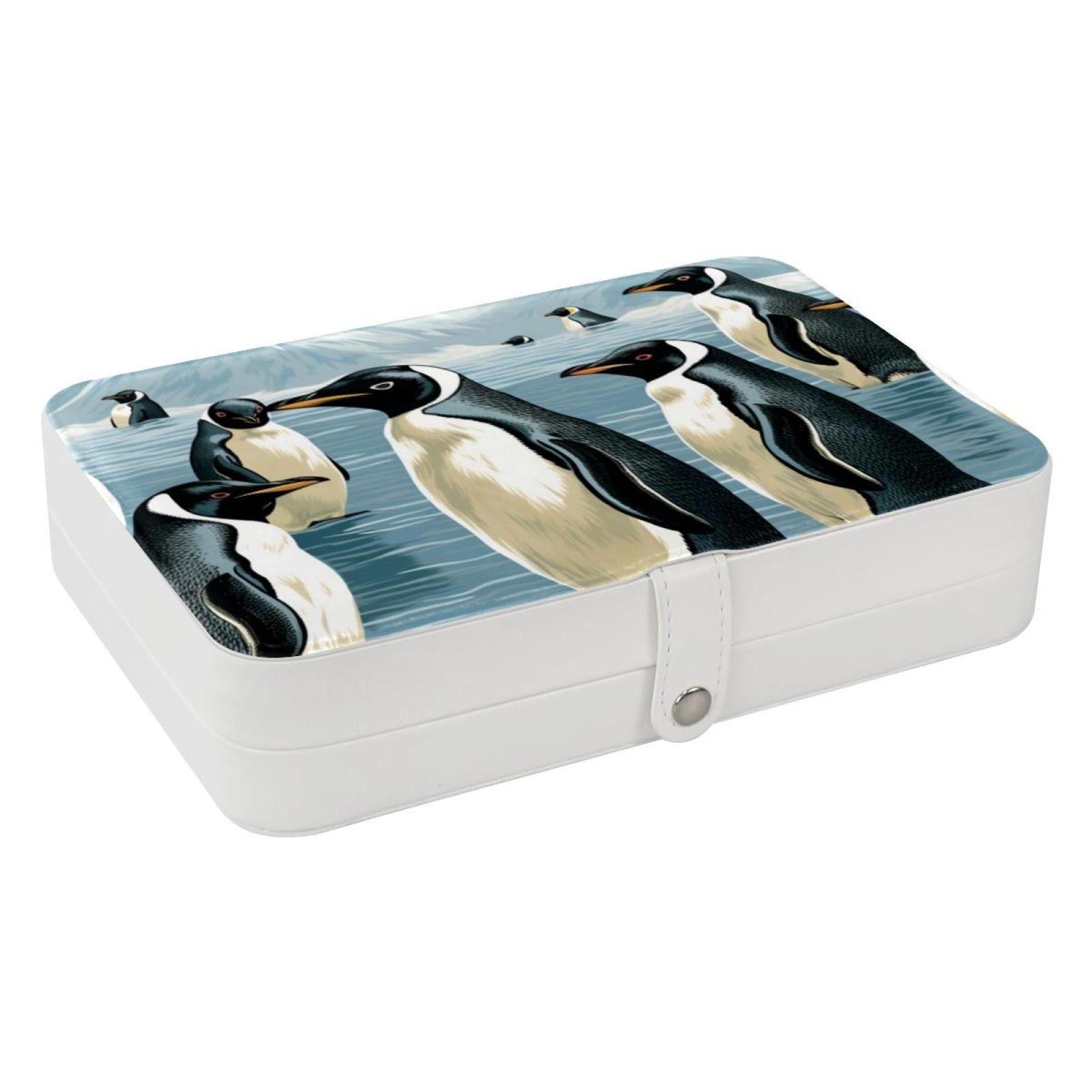 Penguin PU Leather Jewelry Box Display Case with Removable Compartment ...